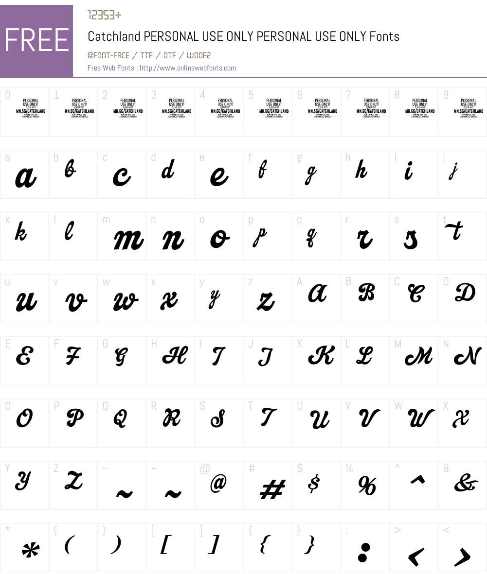 Catchland PERSONAL USE ONLY PERSONAL USE ONLY 1.000;FEAKit 1.0 Fonts ...