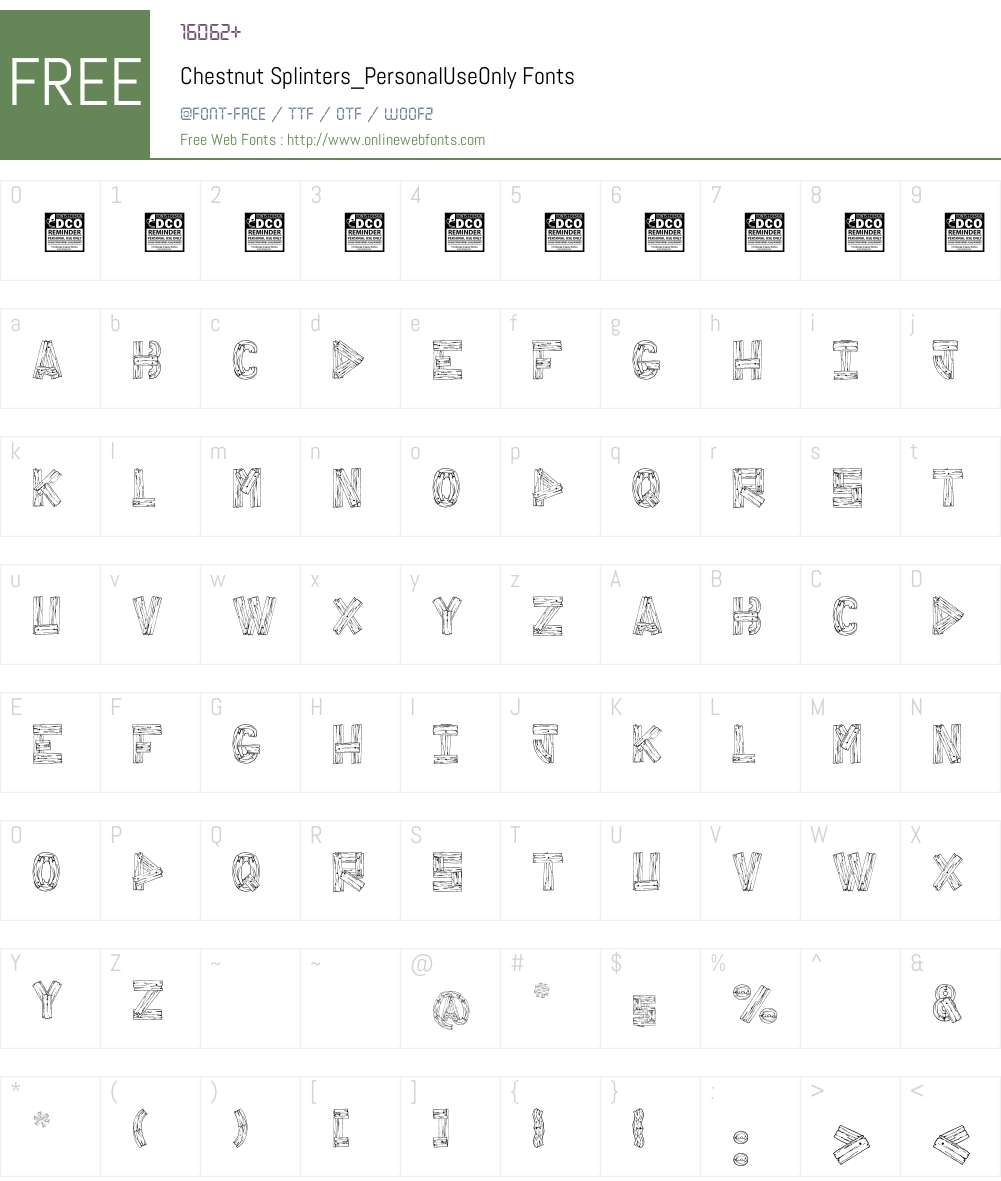 Chestnut Splinters_PersonalUseOnly 1.000 2022 initial release Fonts ...