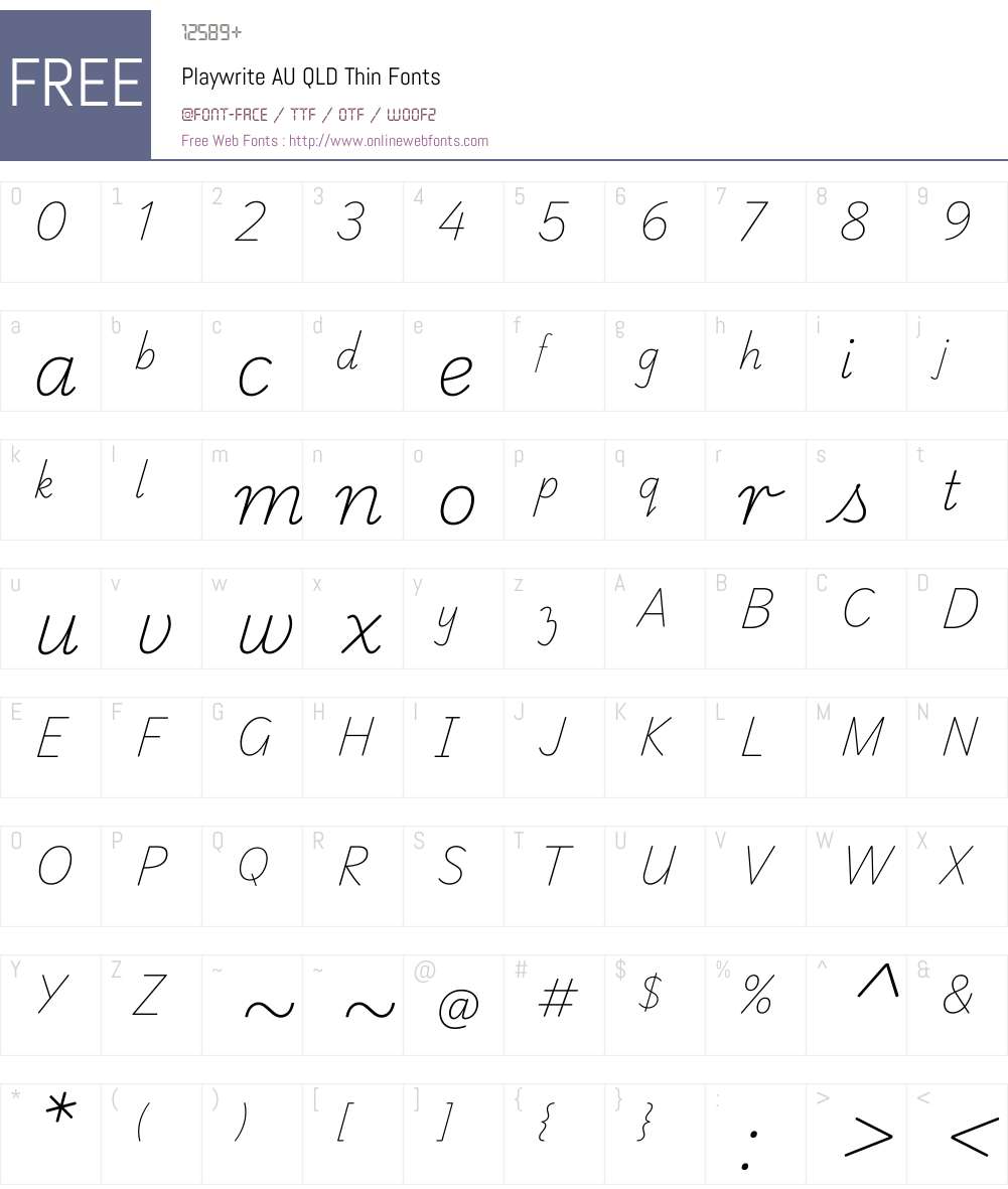 Playwrite AU QLD Thin 1.002 Fonts Free Download - OnlineWebFonts.COM