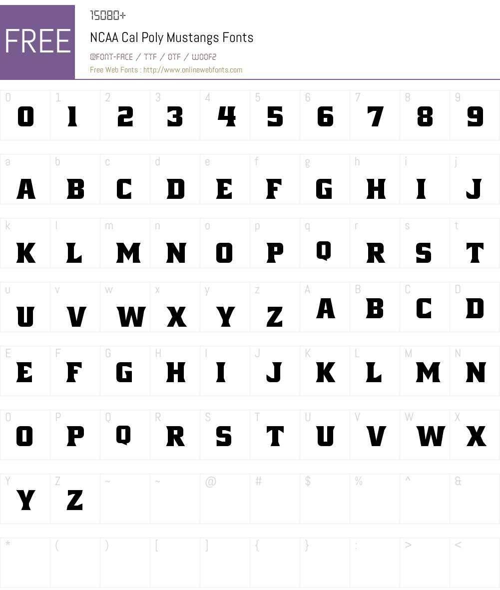 NCAA Cal Poly Mustangs 1.00 June 15, 2015, initial release Fonts Free ...