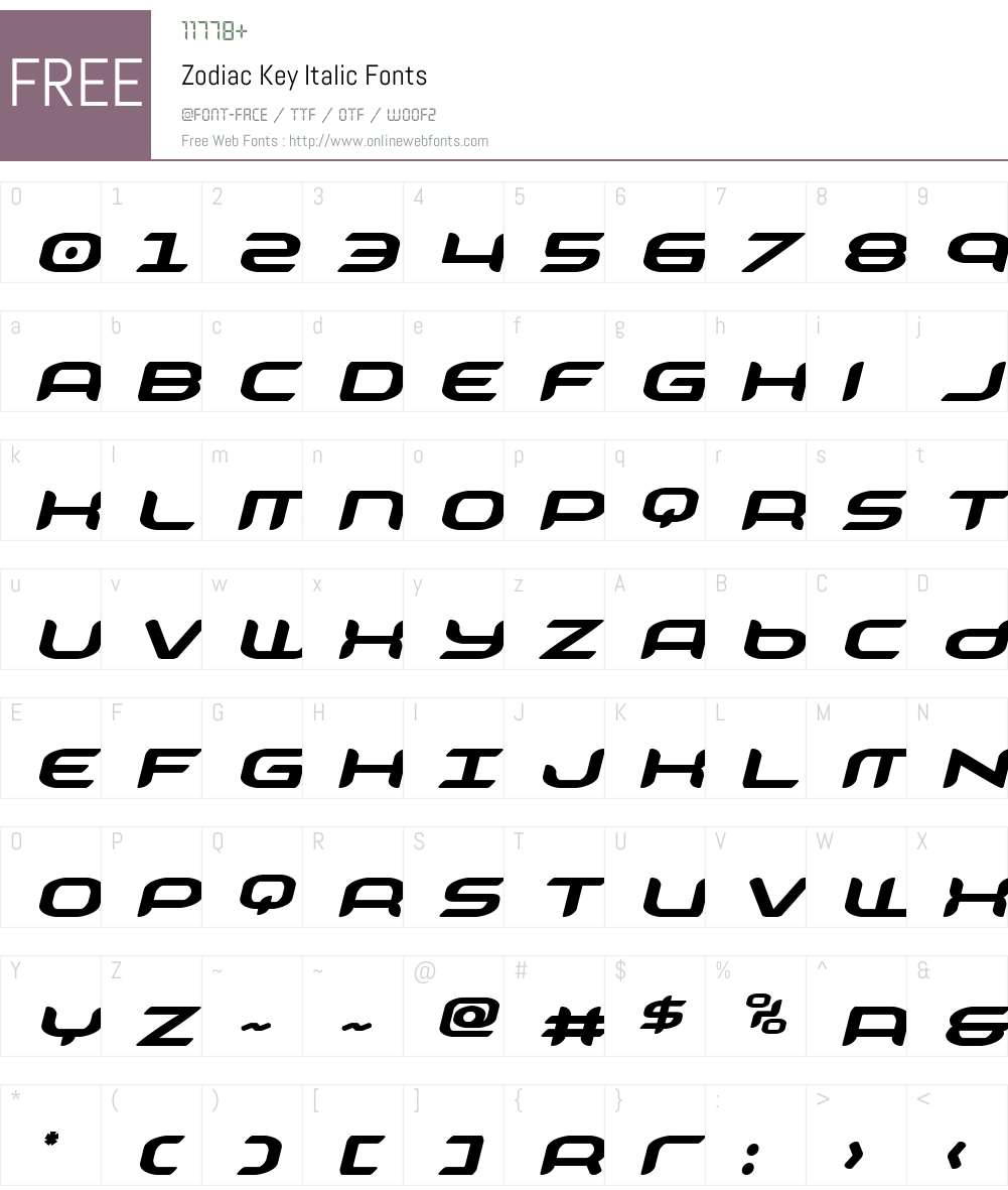 Zodiac Key Italic 1.0; 2022 Fonts Free Download - OnlineWebFonts.COM