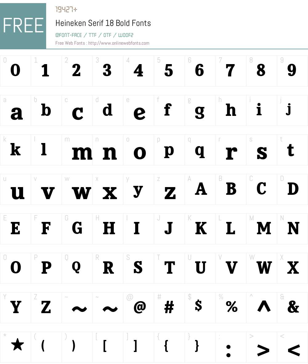 Heineken Serif 18 Bold 2.001; ttfautohint (v1.6) Fonts Free Download ...