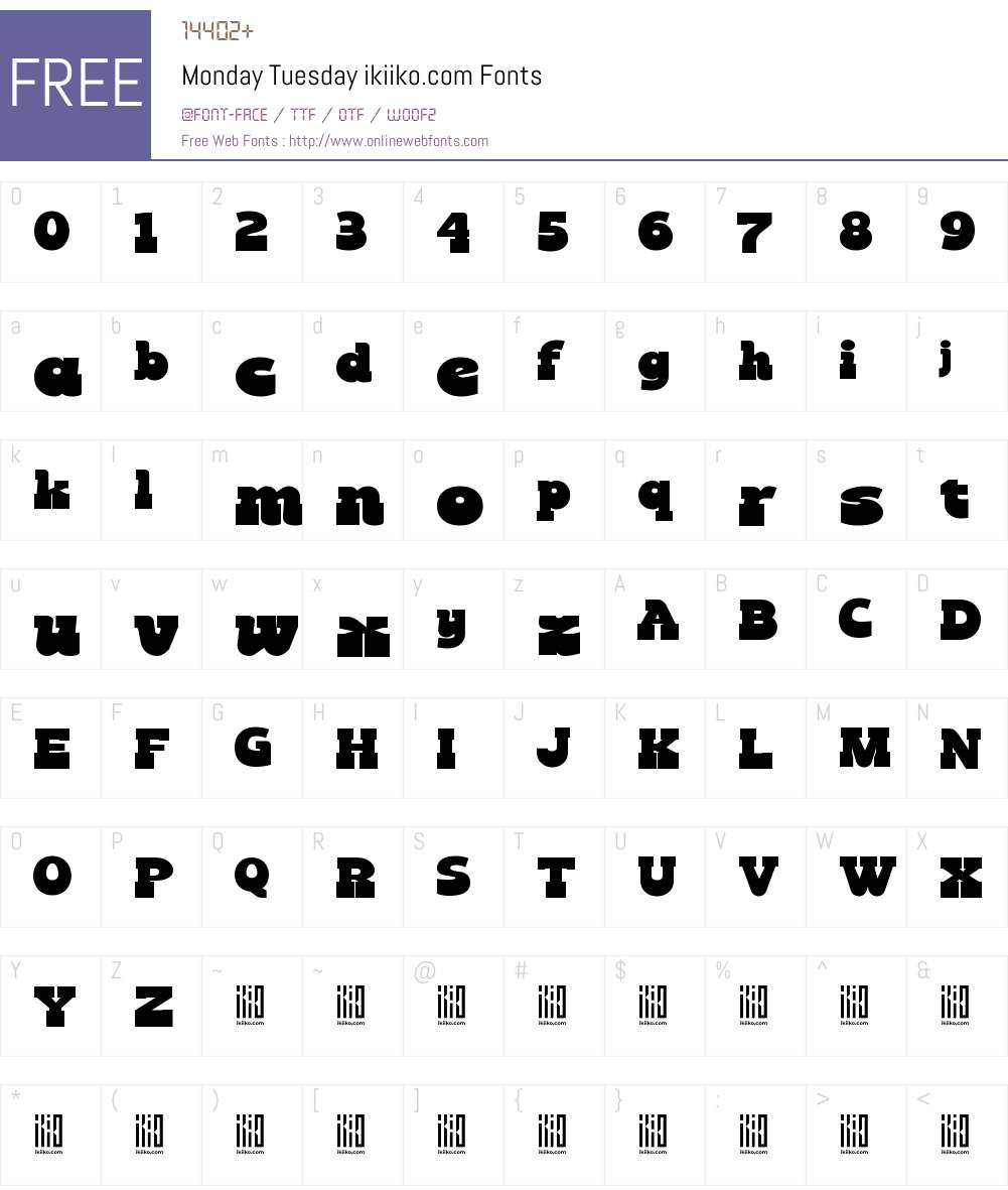 Monday Tuesday 001.000 Fonts Free Download - OnlineWebFonts.COM
