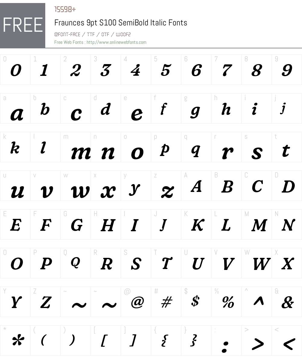 Fraunces 9pt S100 SemiBold Italic 1.000; ttfautohint (v1.8.3) Fonts ...