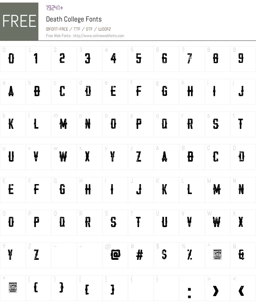 Death College 1.00;May 24, 2021;FontCreator 11.0.0.2388 64-bit Fonts ...