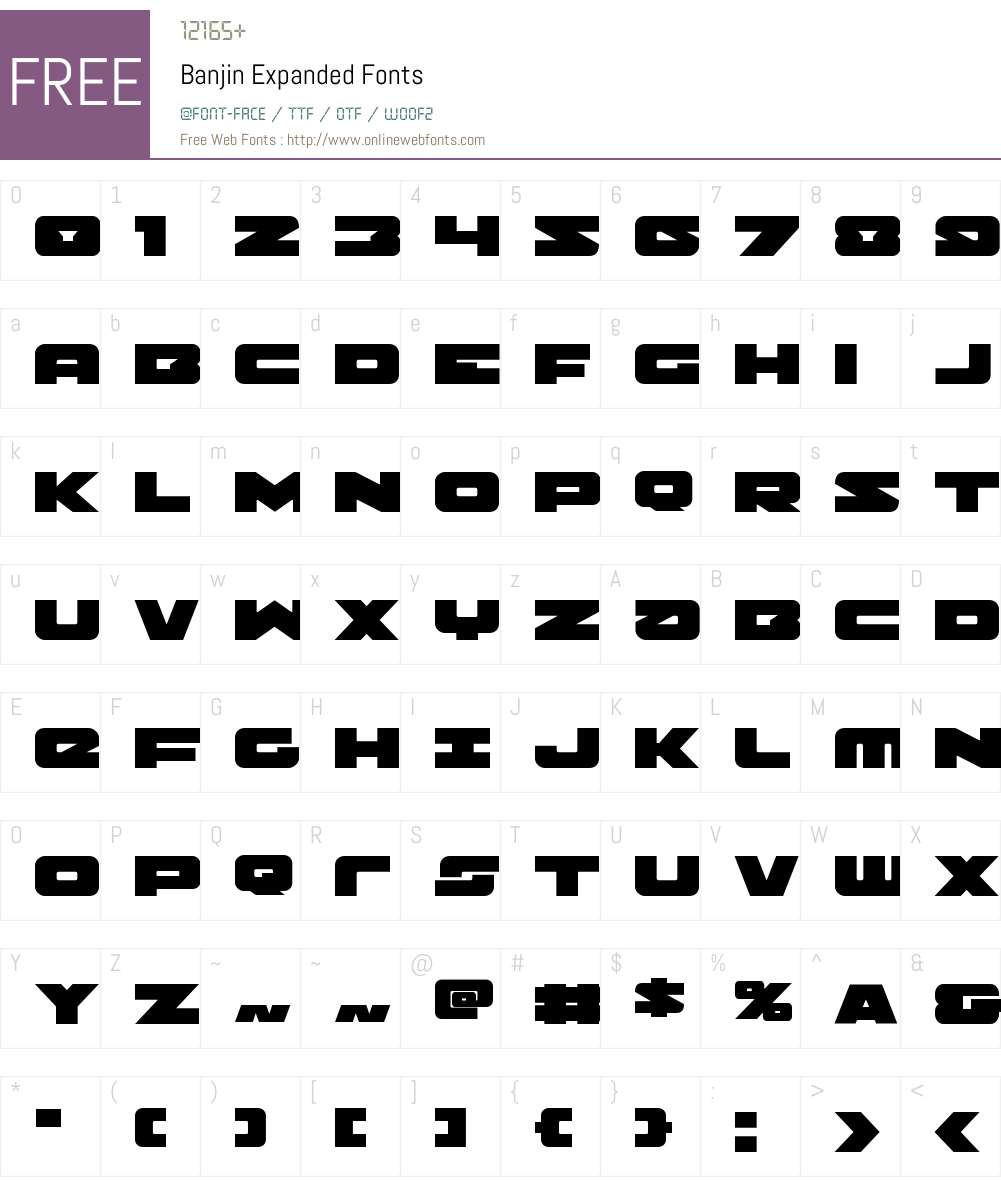Banjin Expanded 1.0; 2016 Fonts Free Download - OnlineWebFonts.COM