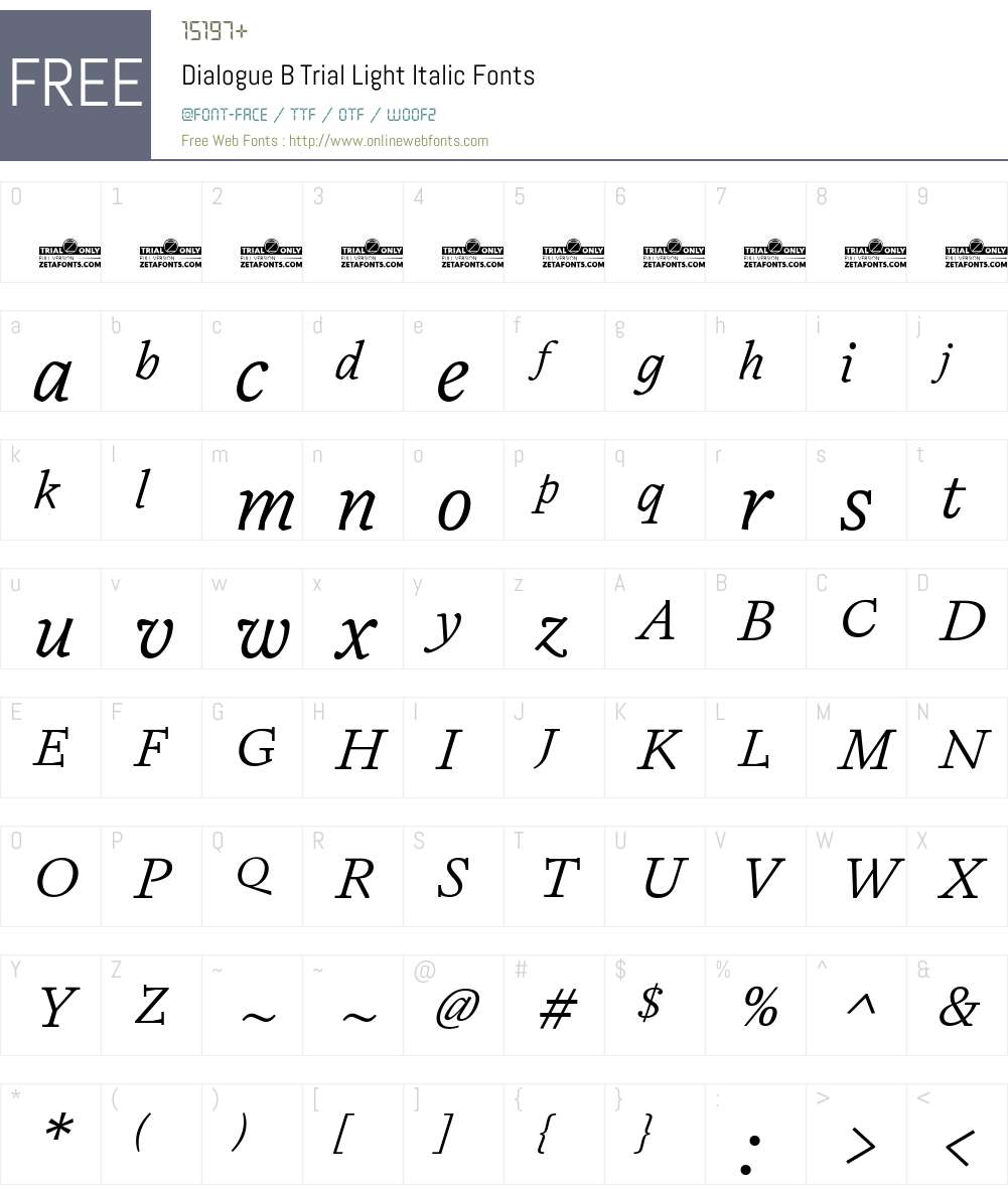 Dialogue B Trial Light 1.003 Fonts Free Download - OnlineWebFonts.COM