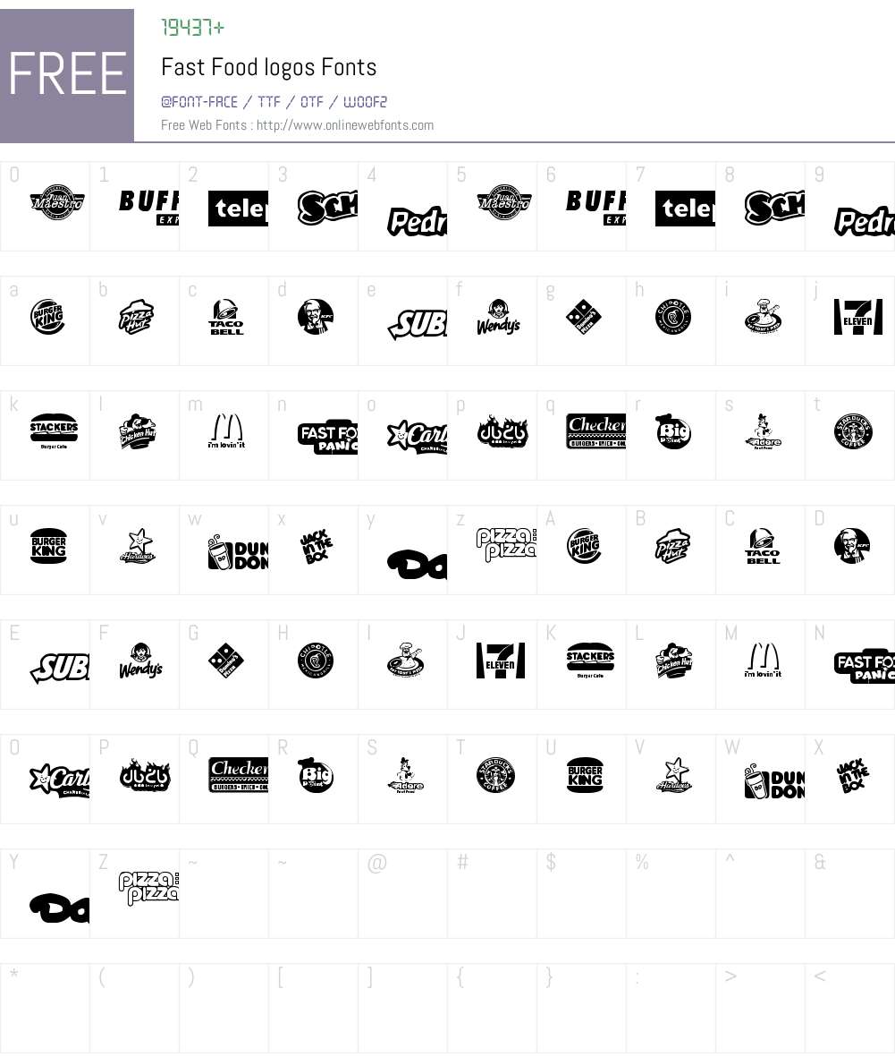 Fast Food logos 1.01 February 23, 2015, initial release Fonts Free ...