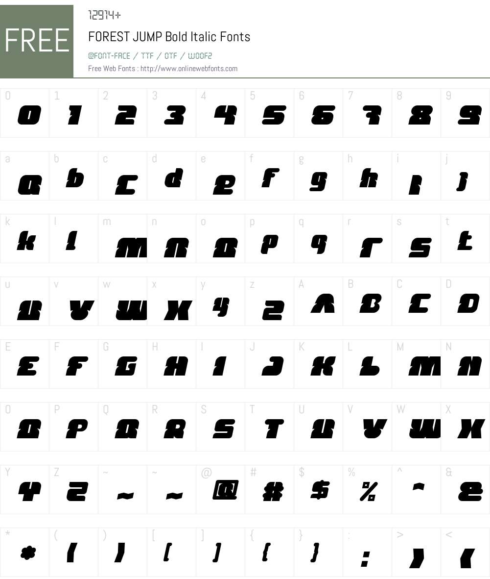 FOREST JUMP Bold Italic 1.00;July 1, 2018;FontCreator 11.5.0.2427 64 ...