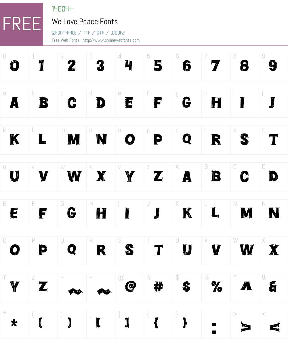 We Love Peace 1.000 Fonts Free Download - OnlineWebFonts.COM