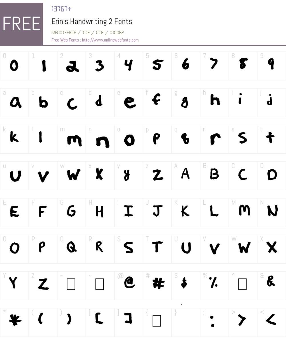 Erin's Handwriting 2 1.00 June 1, 2017, initial release, www.yourfonts ...