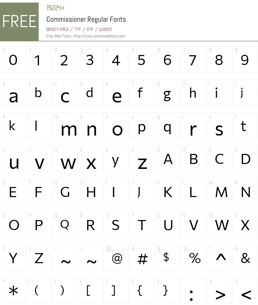 Commissioner Regular 1.000; ttfautohint (v1.8.3) Fonts Free Download ...