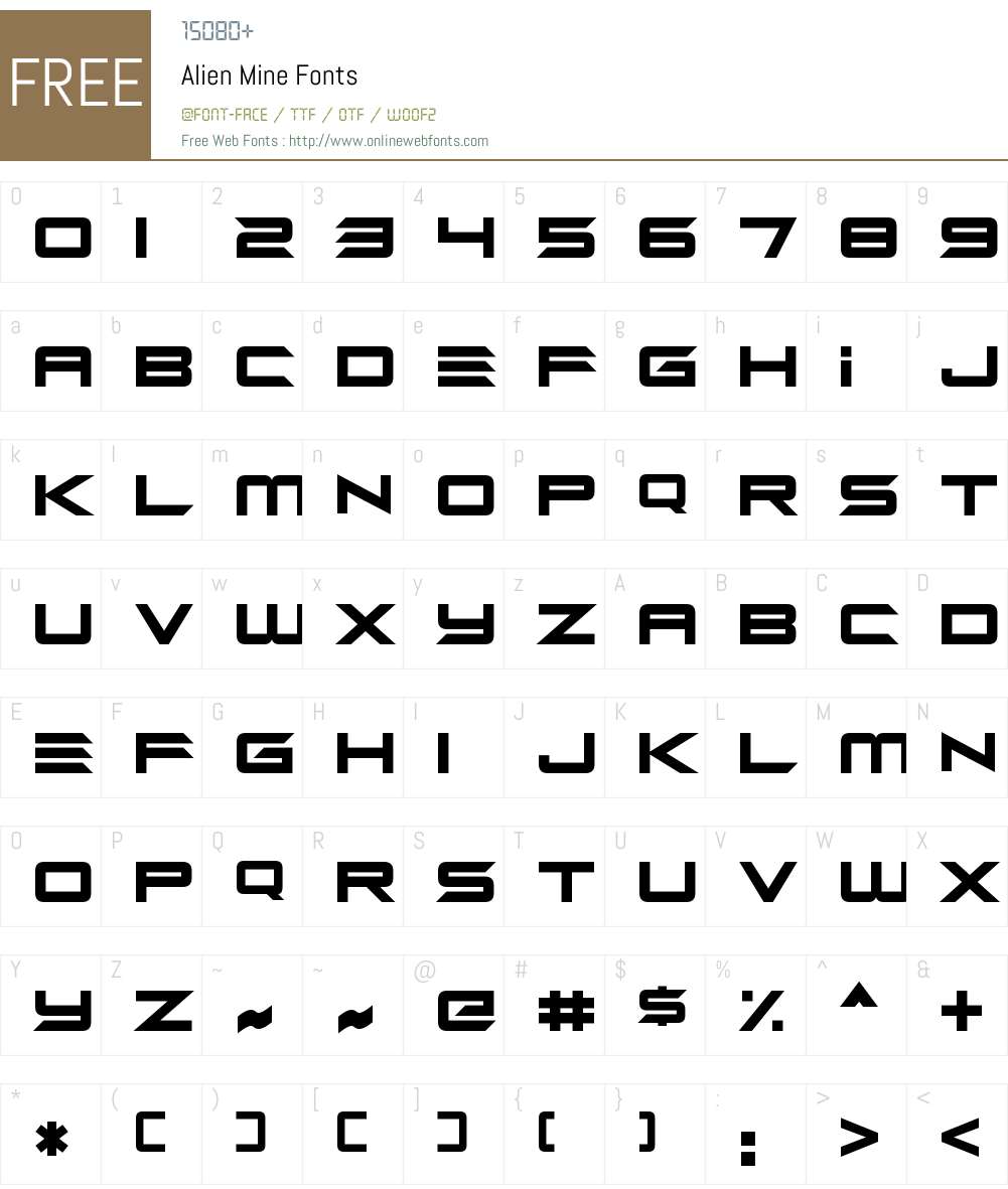 Alien Mine 1.00;October 4, 2019;FontCreator 12.0.0.2547 64-bit Fonts ...