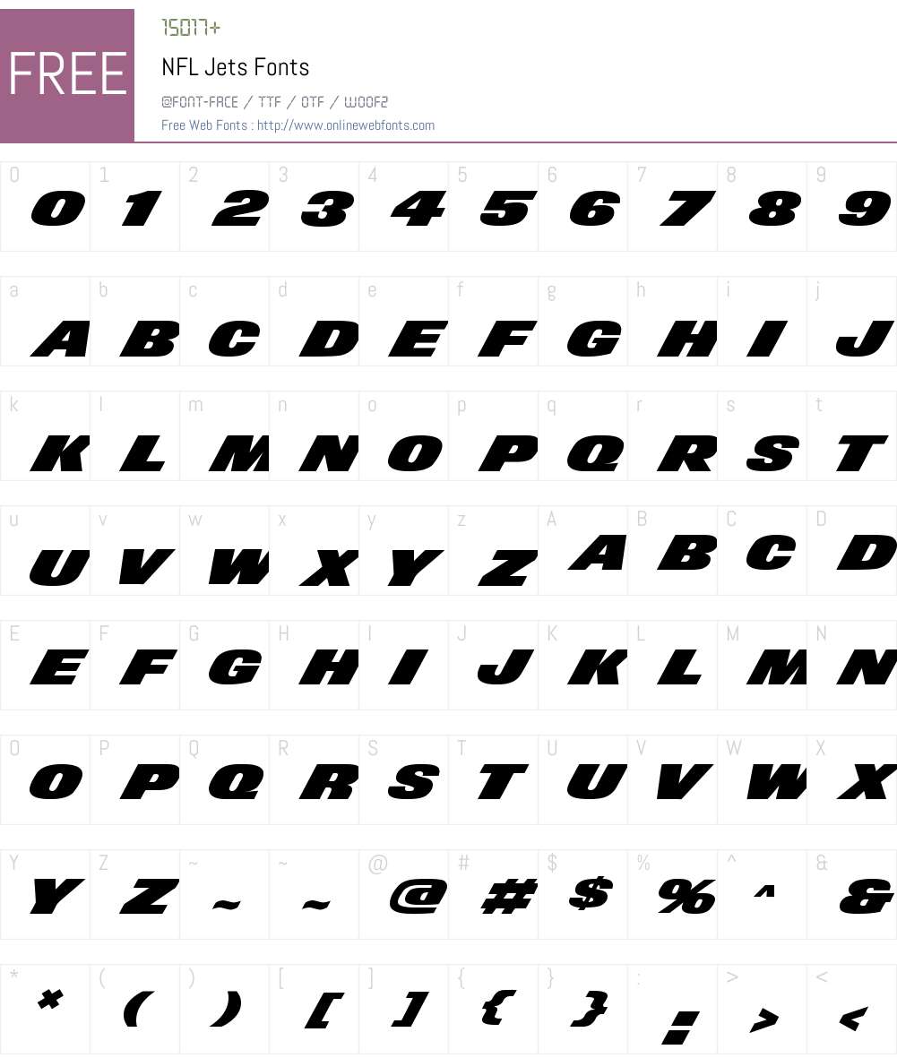 NFL Jets 1.00 March 6, 2015, initial release Fonts Free Download ...