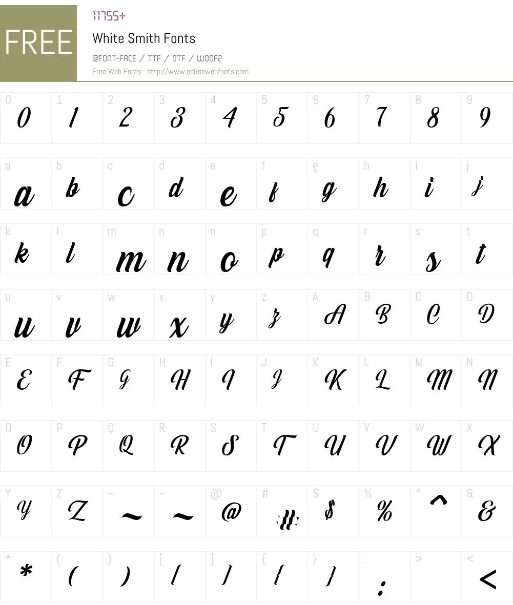 White Smith 1.00;November 6, 2019;FontCreator 11.5.0.2426 32-bit Fonts ...