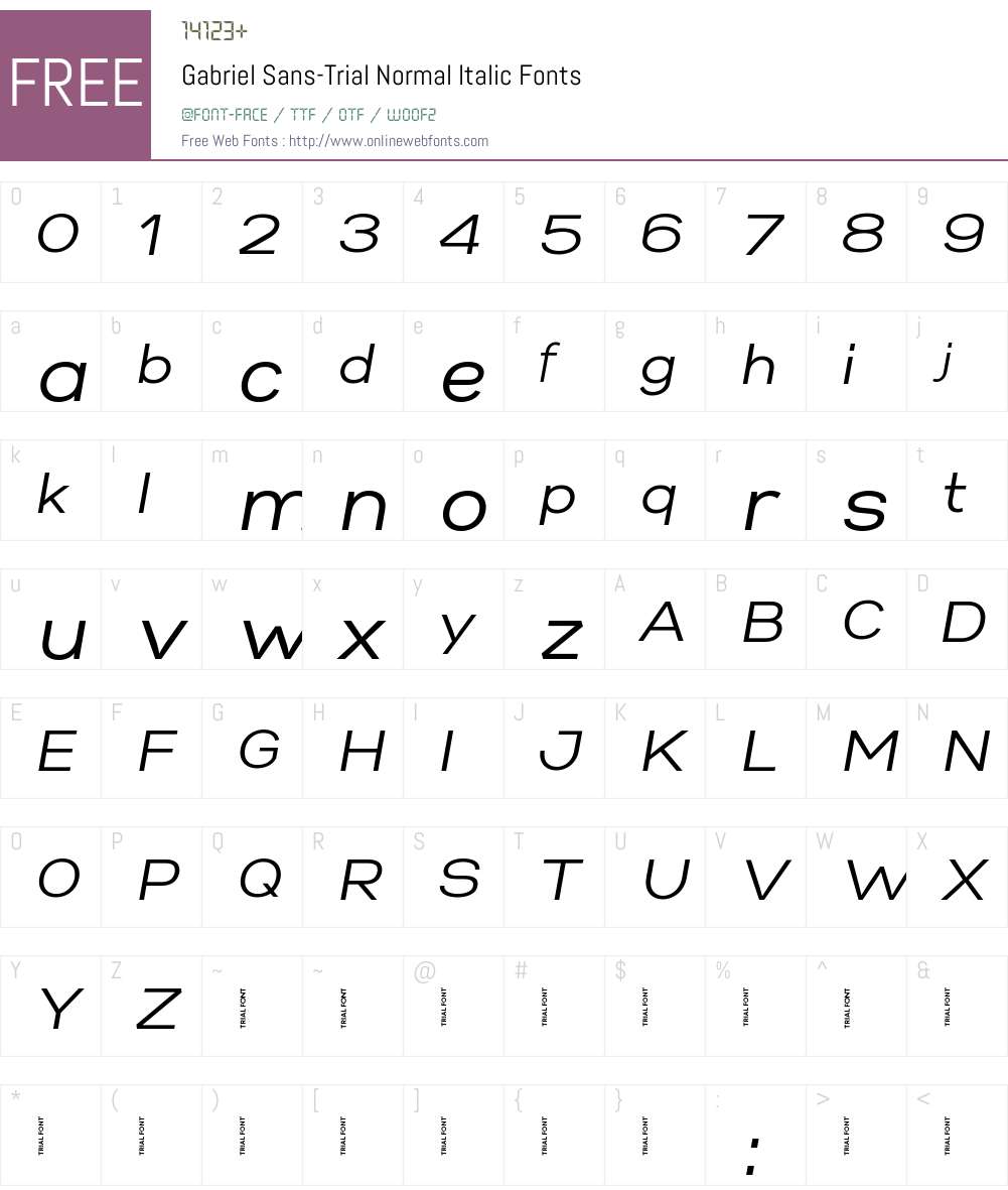 Gabriel Sans-Trial Normal Italic 1.100 Fonts Free Download ...