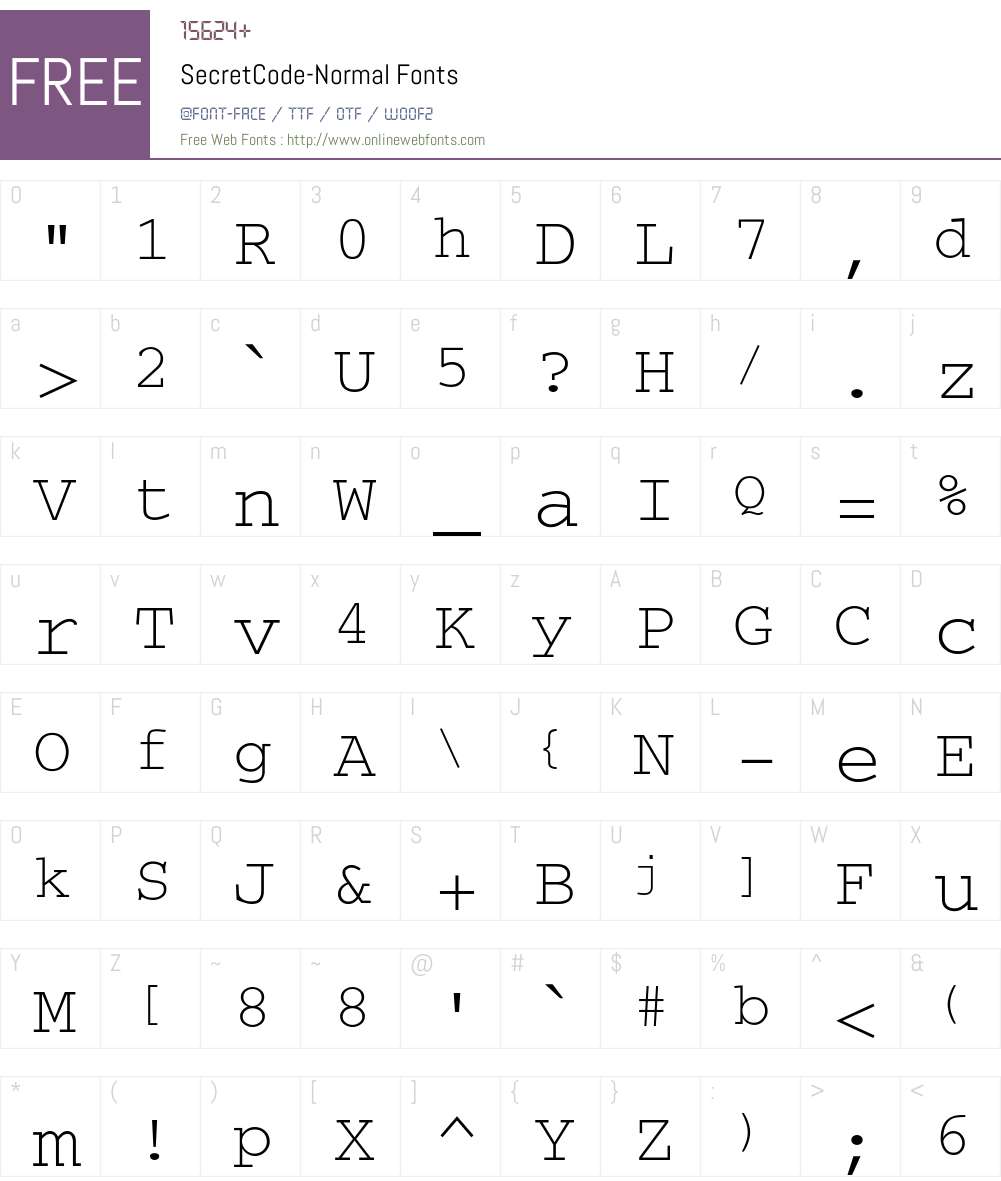 SecretCode-Normal Converted from C:WINSYSTEMST000229.TF1 by ALLTYPE Fonts Free Download ...