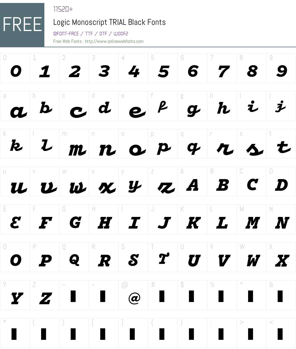 Logic Monoscript TRIAL Black 1.001;hotconv 1.0.114;makeotfexe 2.5.65599 DEVELOPMENT Fonts Free ...