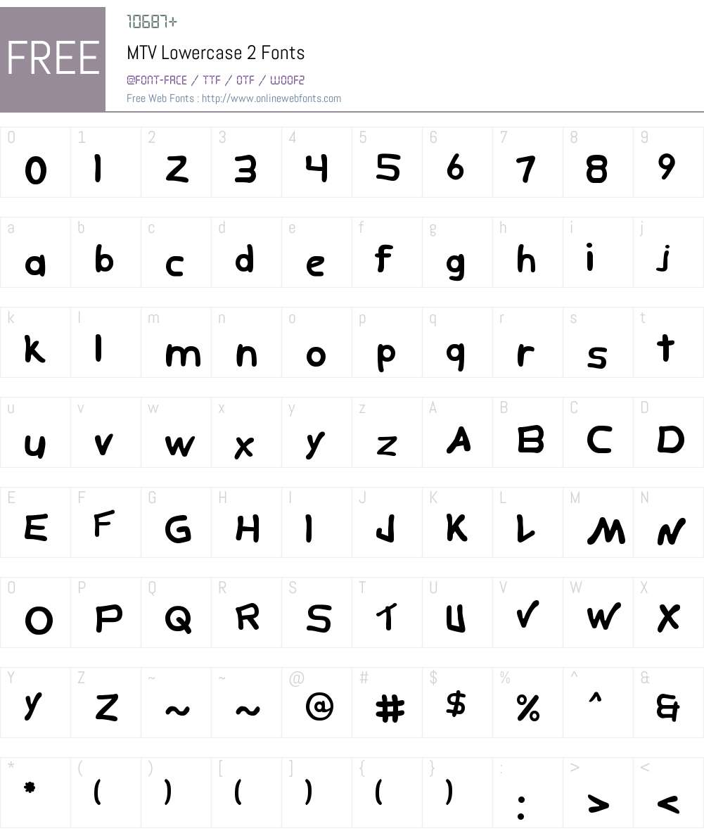 MTV Lowercase 2 1.00 August 18, 2015, initial release Fonts Free ...