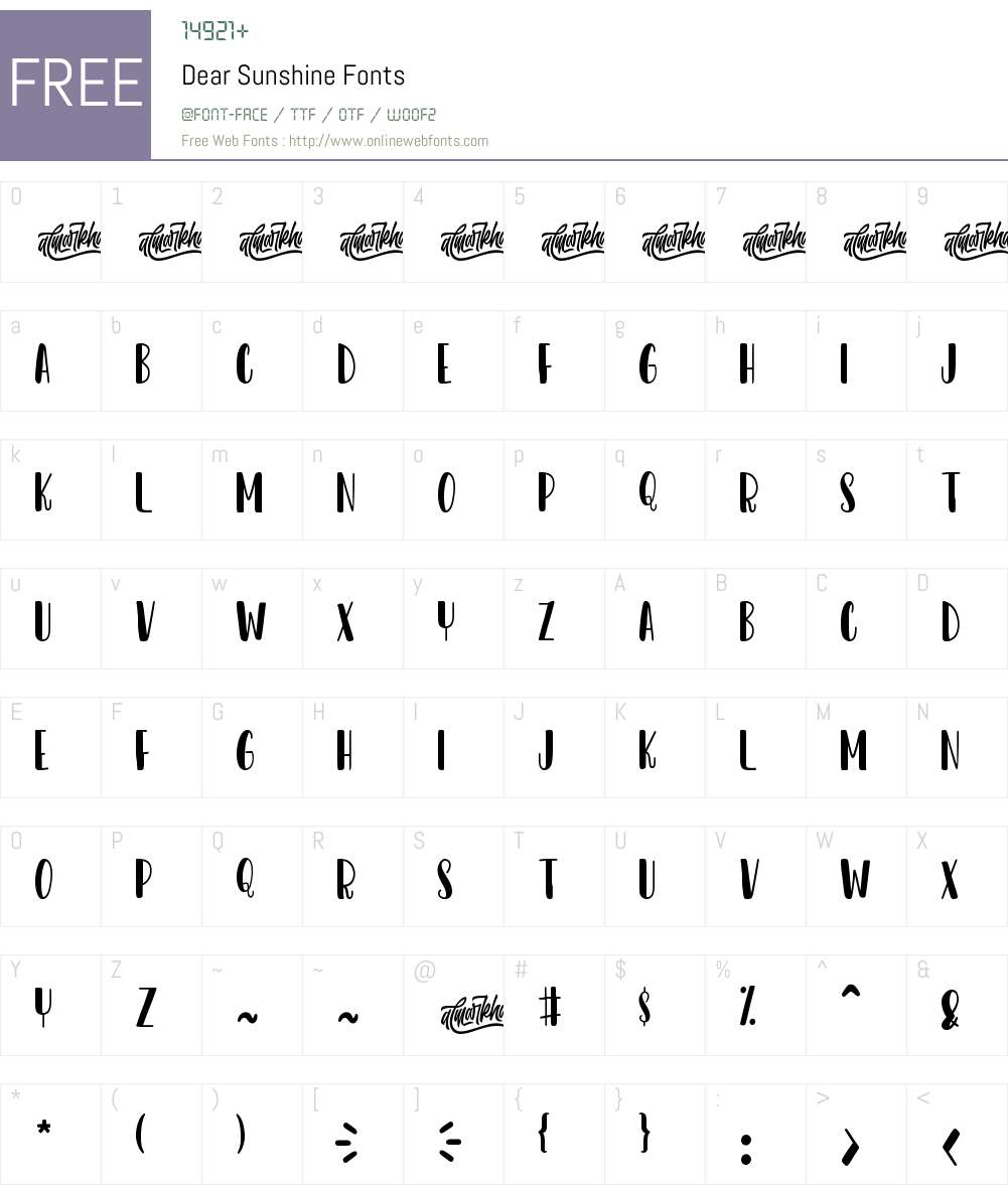 Dear Sunshine 1.00;April 19, 2020;FontCreator 13.0.0.2630 64-bit Fonts ...