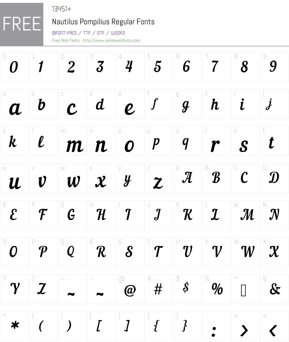 Nautilus Pompilius Regular 001.000 Fonts Free Download - OnlineWebFonts.COM