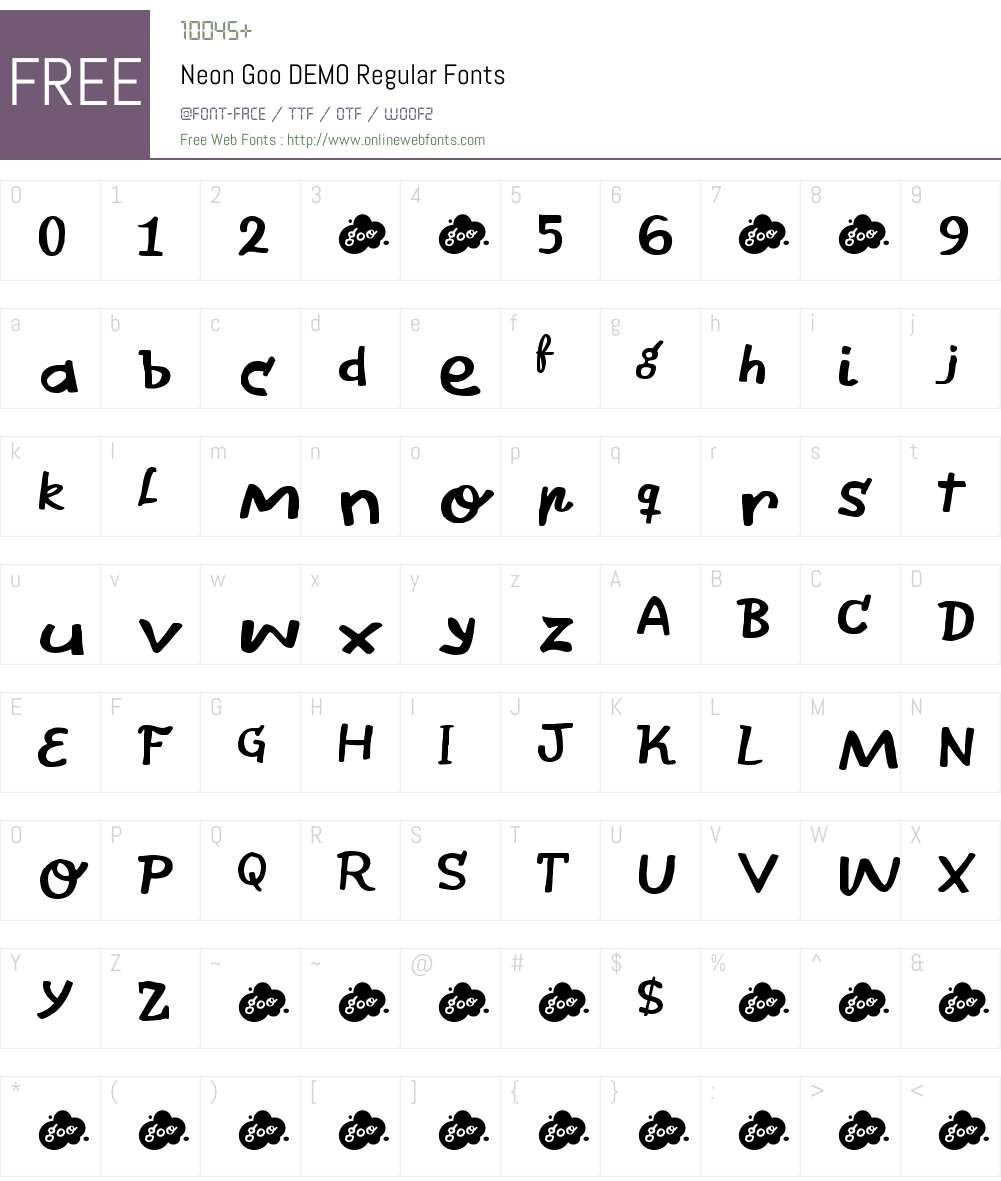 Neon Goo DEMO 1.000;Glyphs 3.2 (3228) Fonts Free Download ...