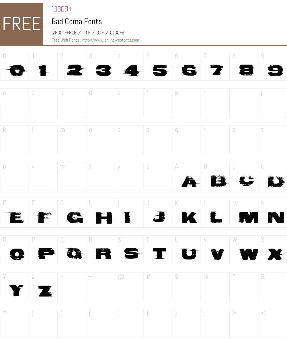 Bad Coma 1.00 May 18, 2014, initial release Fonts Free Download - OnlineWebFonts.COM