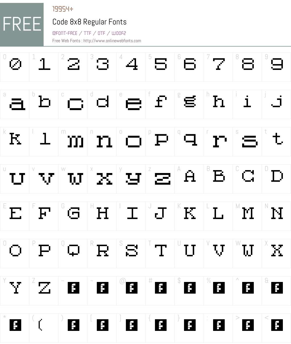 Code 8x8 Regular 1.0 Fonts Free Download - OnlineWebFonts.COM