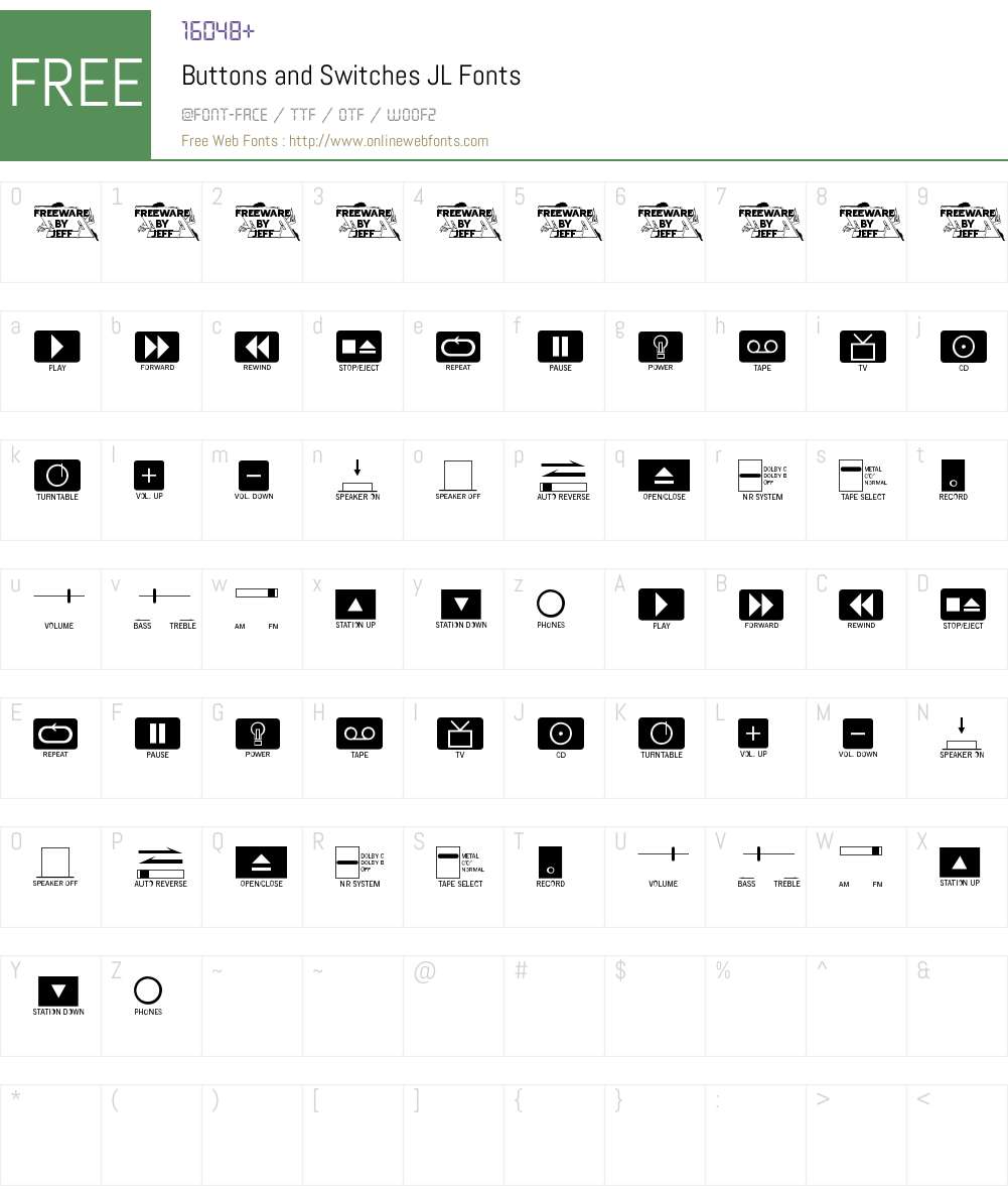 Buttons and Switches JL 1.00 Fonts Free Download - OnlineWebFonts.COM