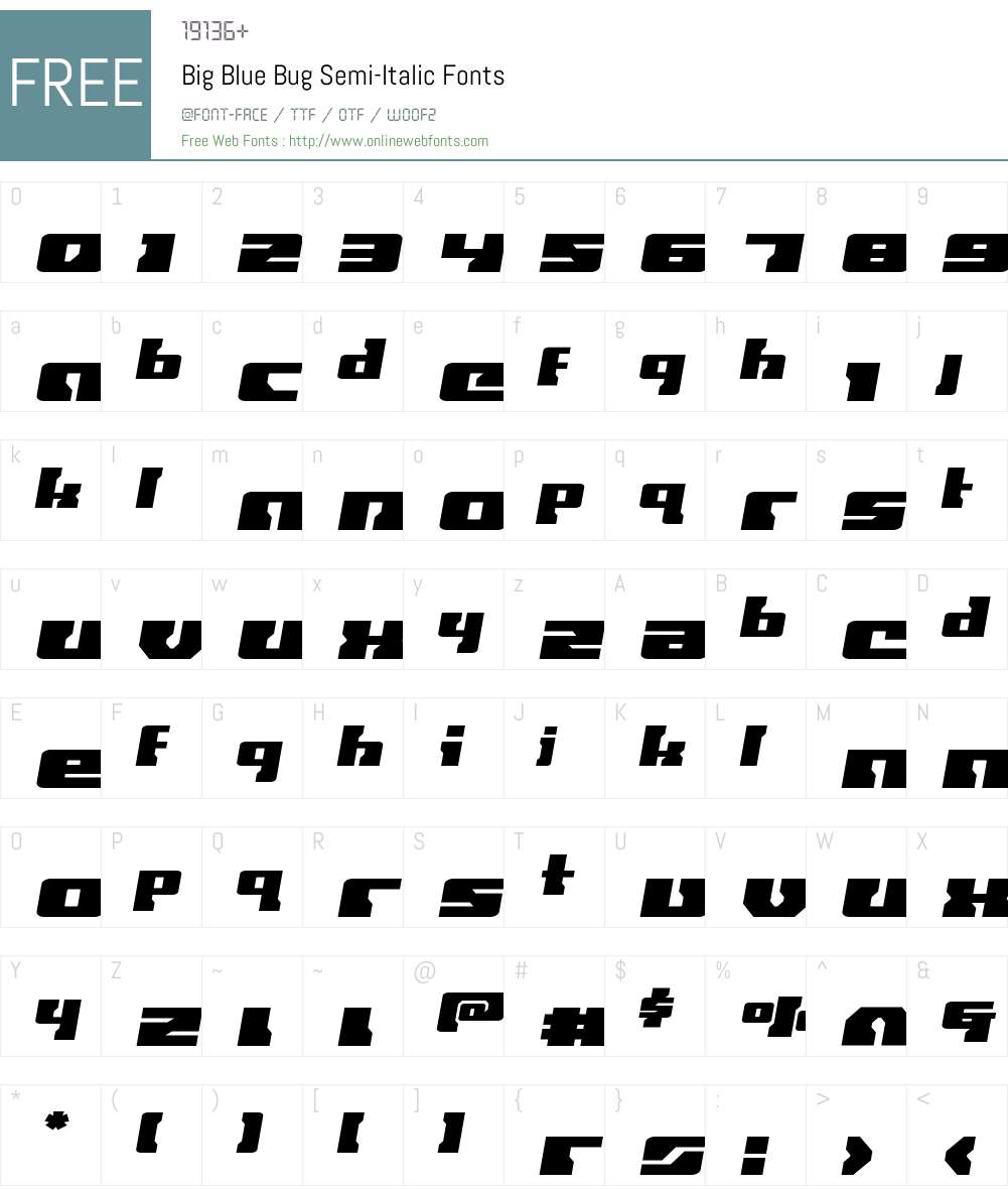 Big Blue Bug Semi-Italic 1.0; 2021 Fonts Free Download - OnlineWebFonts.COM