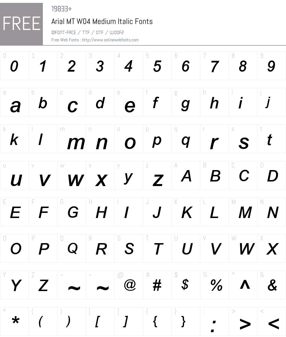 Arial MT W04 Medium Italic 1.10 Fonts Free Download - OnlineWebFonts.COM