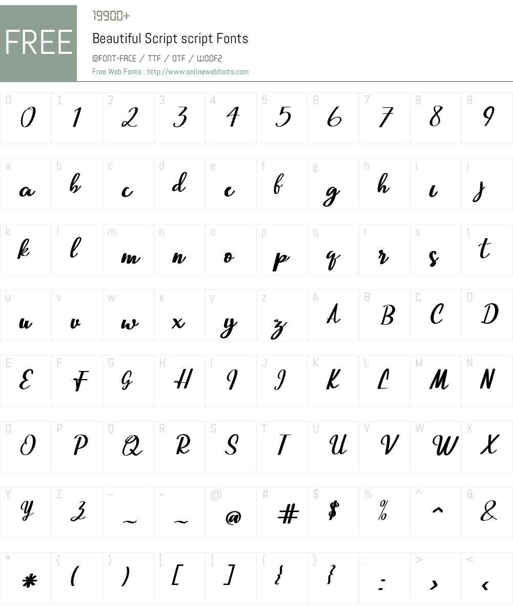 Beautiful Script script 1.000 Fonts Free Download - OnlineWebFonts.COM