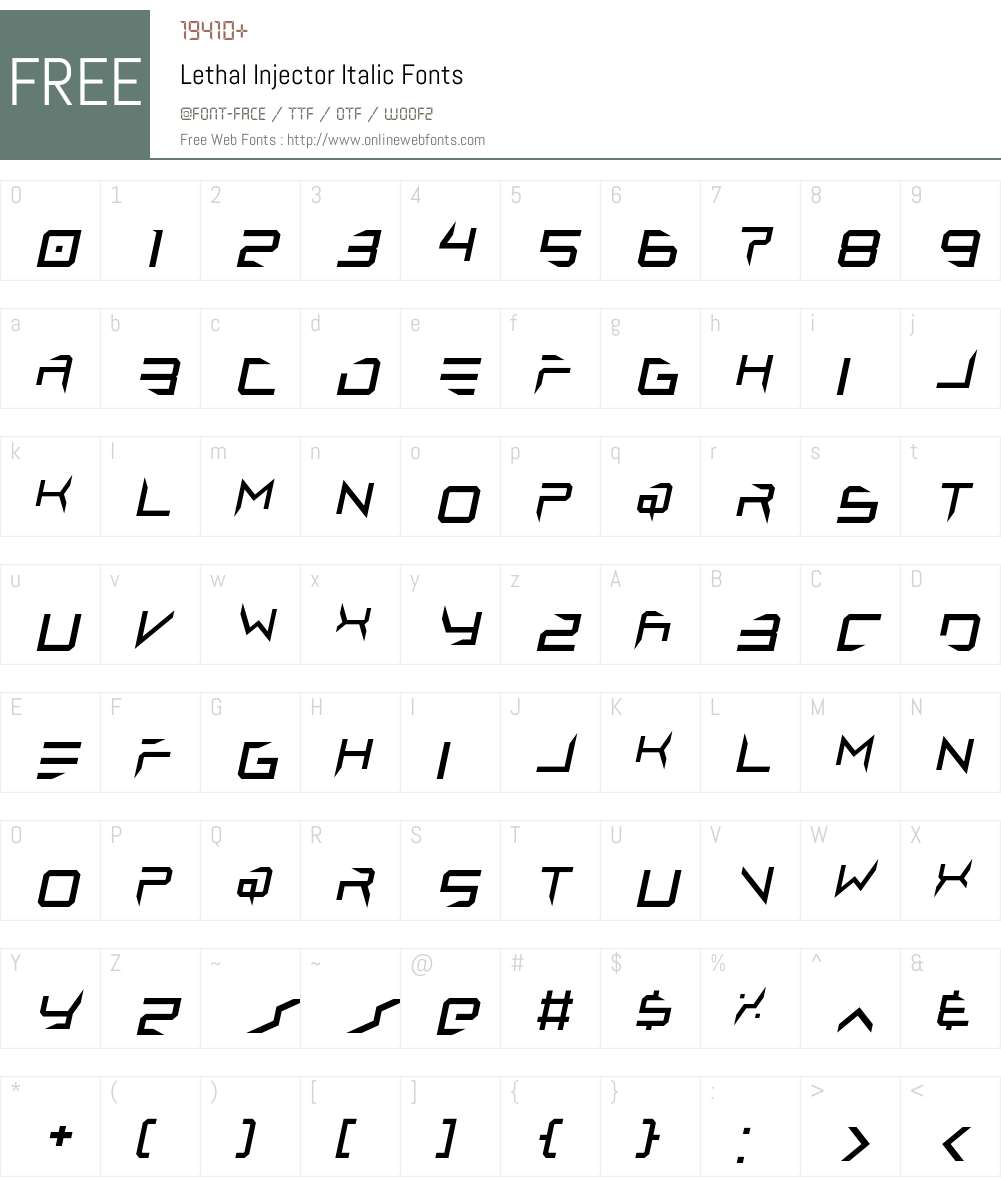 Lethal Injector Italic 1.00;February 16, 2019;FontCreator 11.5.0.2427 ...