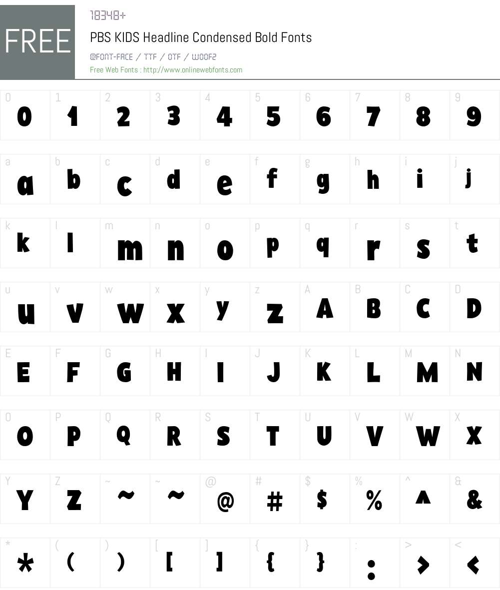 PBS KIDS Headline Condensed Bold 0.009 Fonts Free Download ...