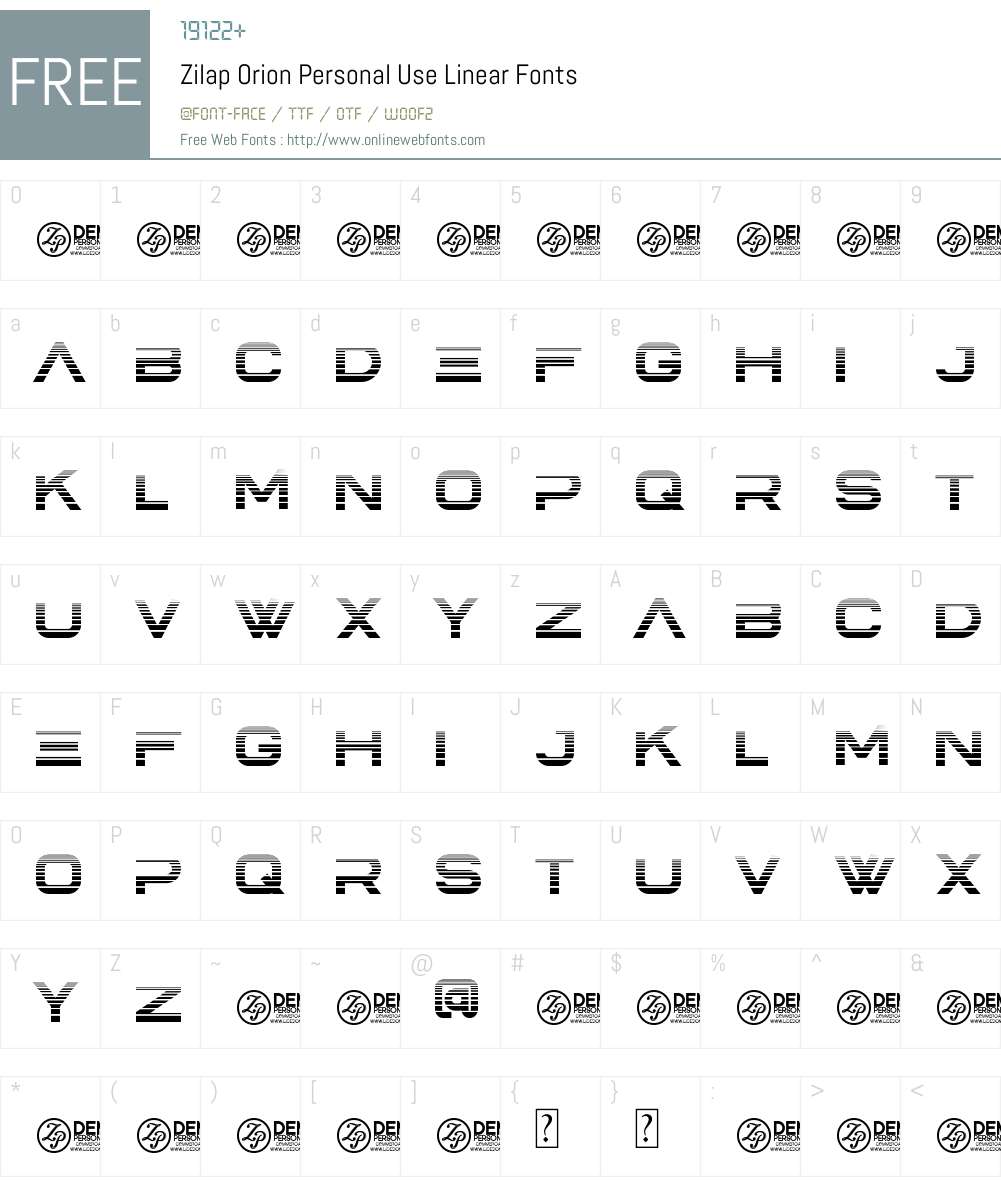 Zilap Orion Personal Use Linear 1.00 February 13, 2018, initial release Fonts Free Download ...