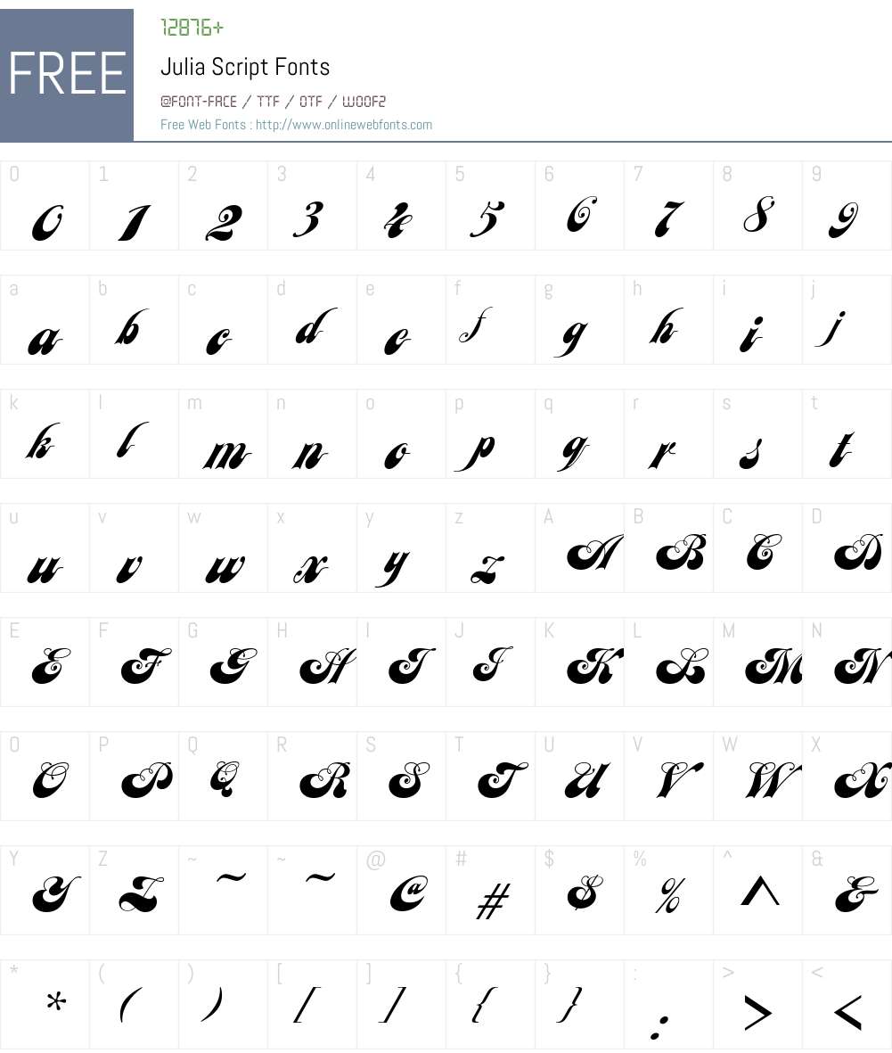 Julia Script 1.000 2009 initial release Fonts Free Download ...