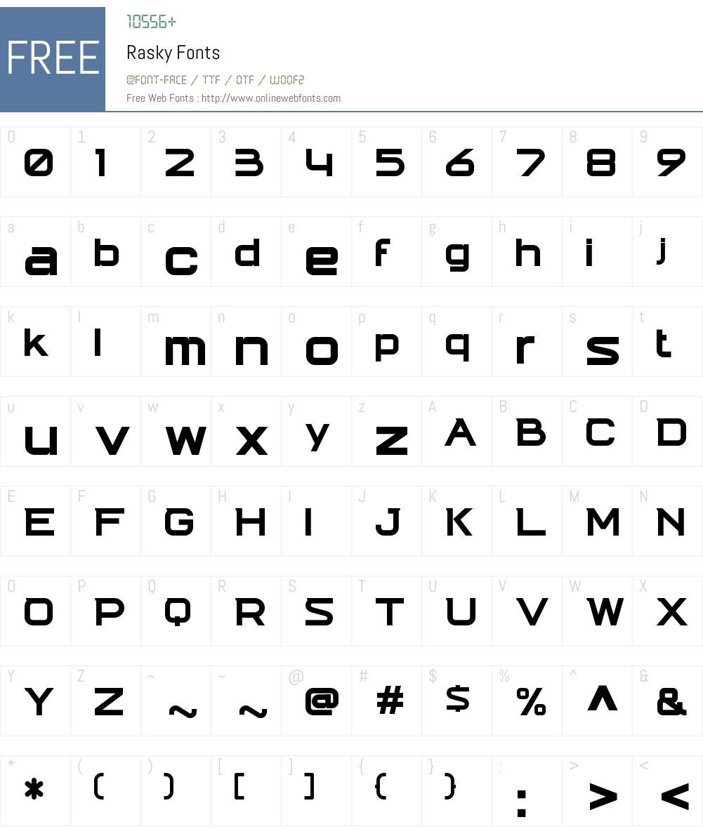 Rasky 001.000 Fonts Free Download - OnlineWebFonts.COM
