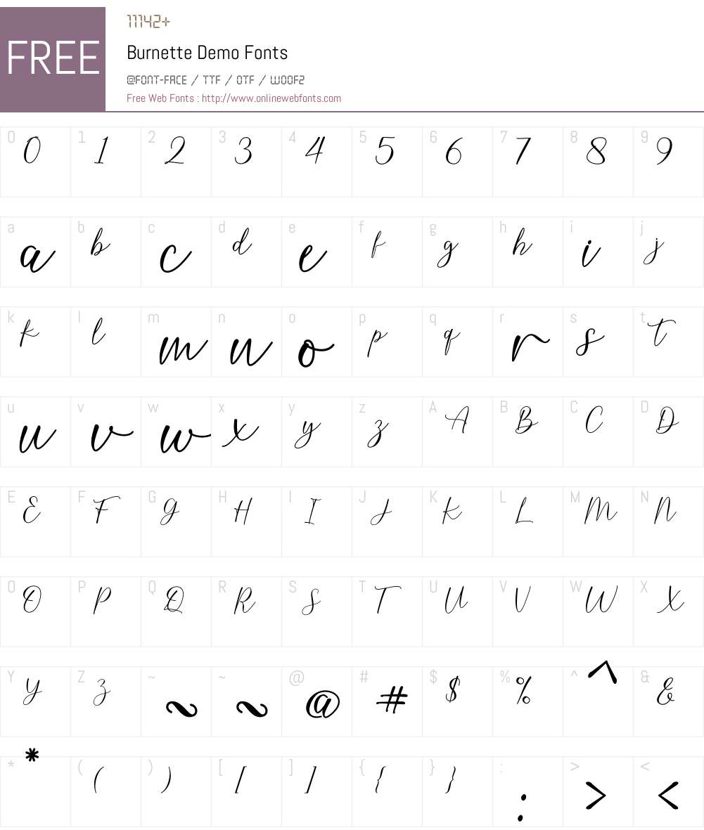 Burnette Demo 1.00;March 23, 2021;FontCreator 12.0.0.2565 64-bit Fonts ...