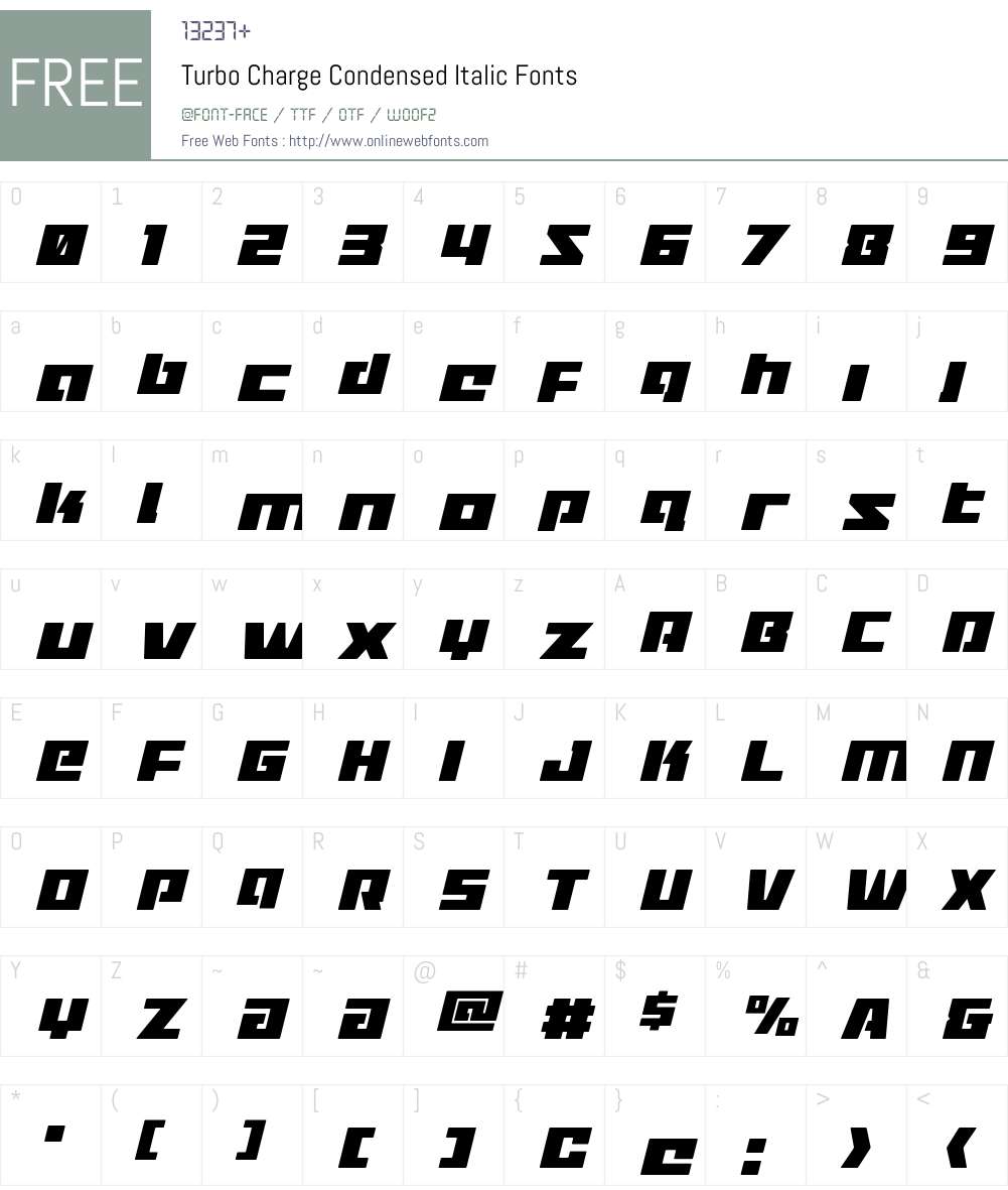 Turbo Charge Condensed Italic 1.0; 2016 Fonts Free Download ...