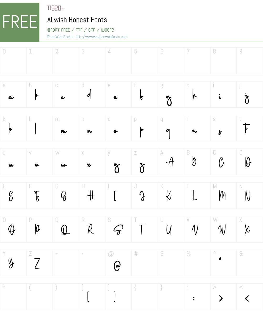 Allwish Honest 1.00;June 28, 2024;FontCreator 13.0.0.2630 64-bit Fonts ...