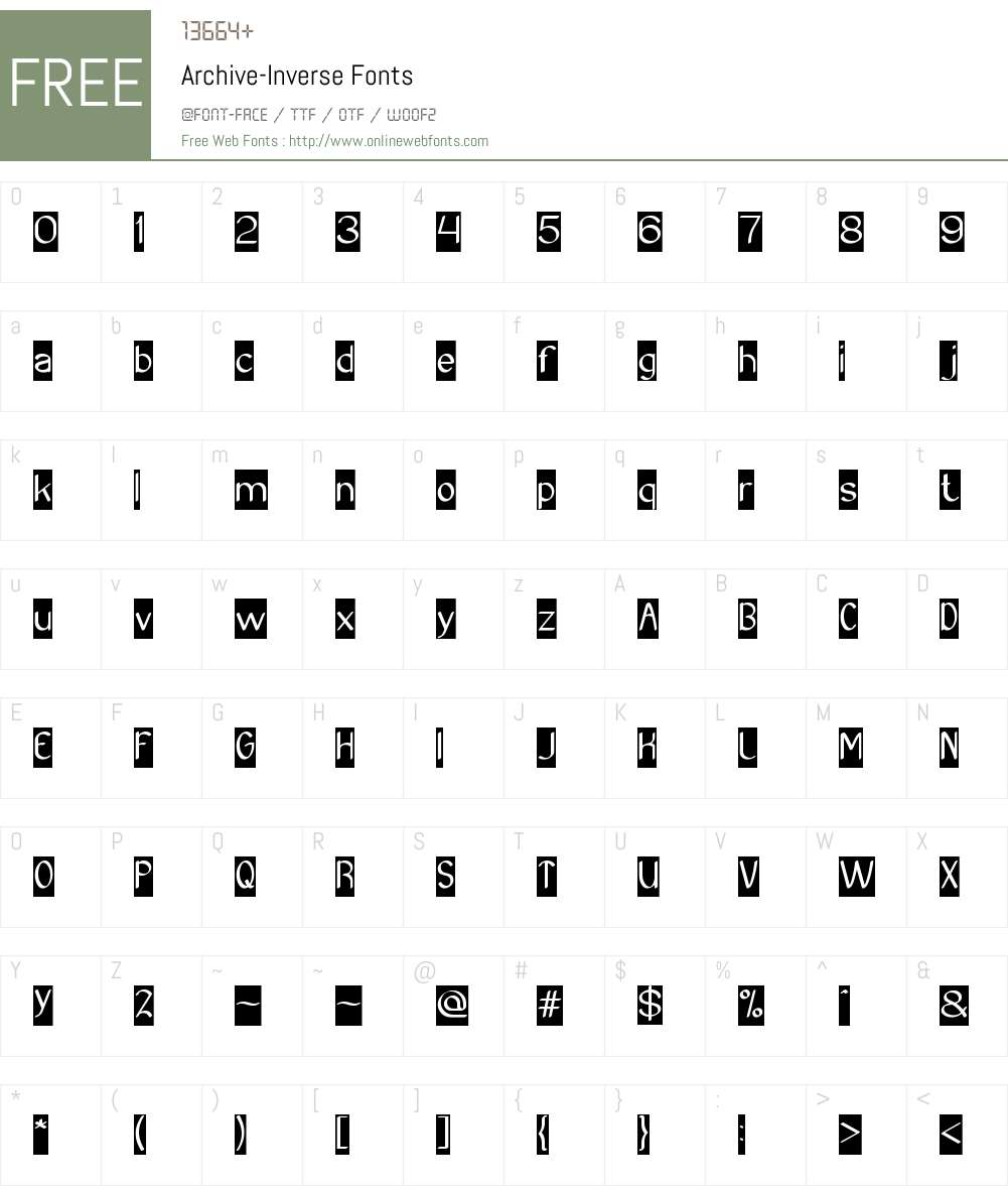 Archive-Inverse 1.00;January 21, 2021;FontCreator 11.5.0.2430 64-bit Fonts Free Download ...