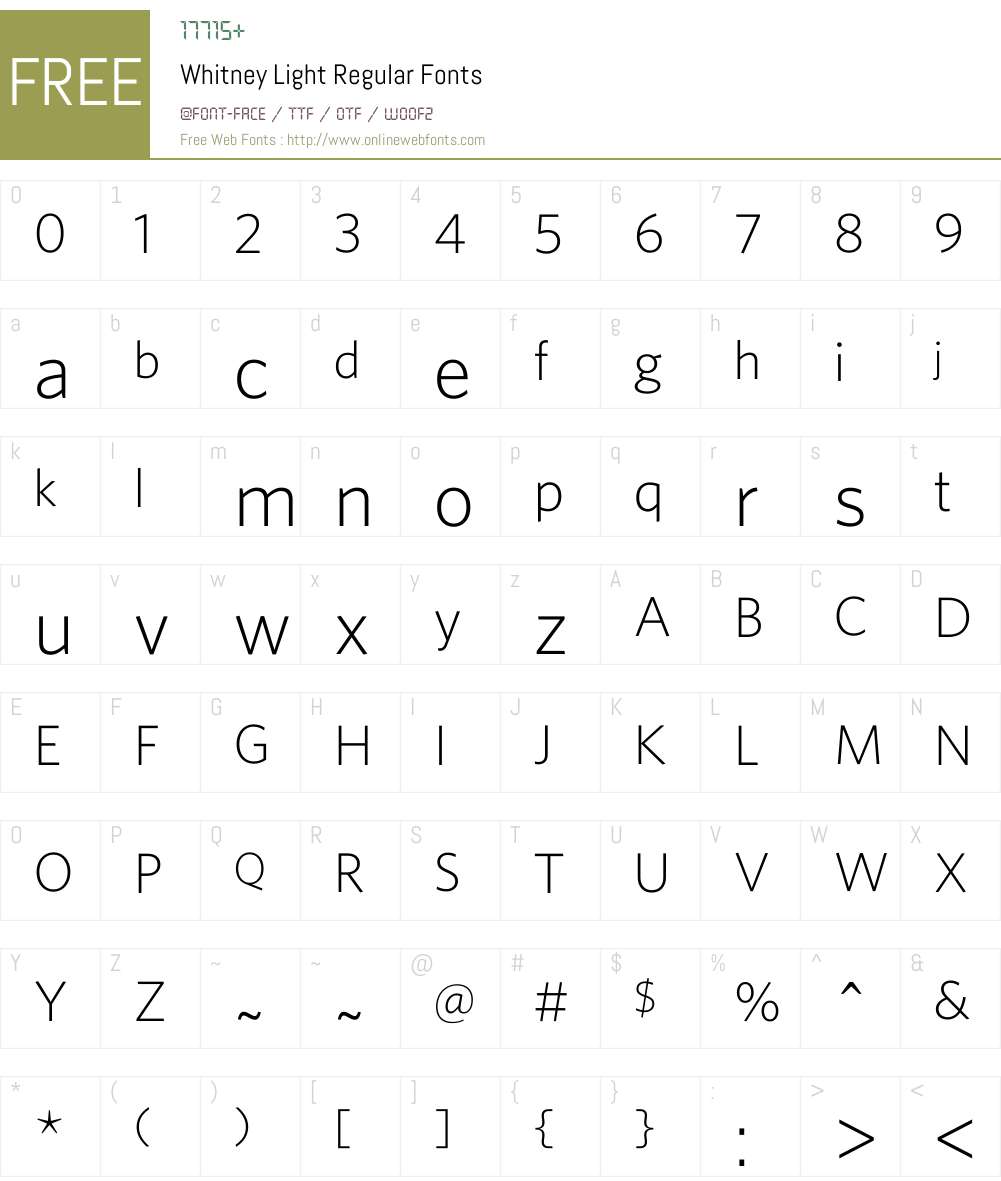 Whitney Light Regular 2.201 Basic (Latin-X, Greek, Cyrillic-X) Fonts ...