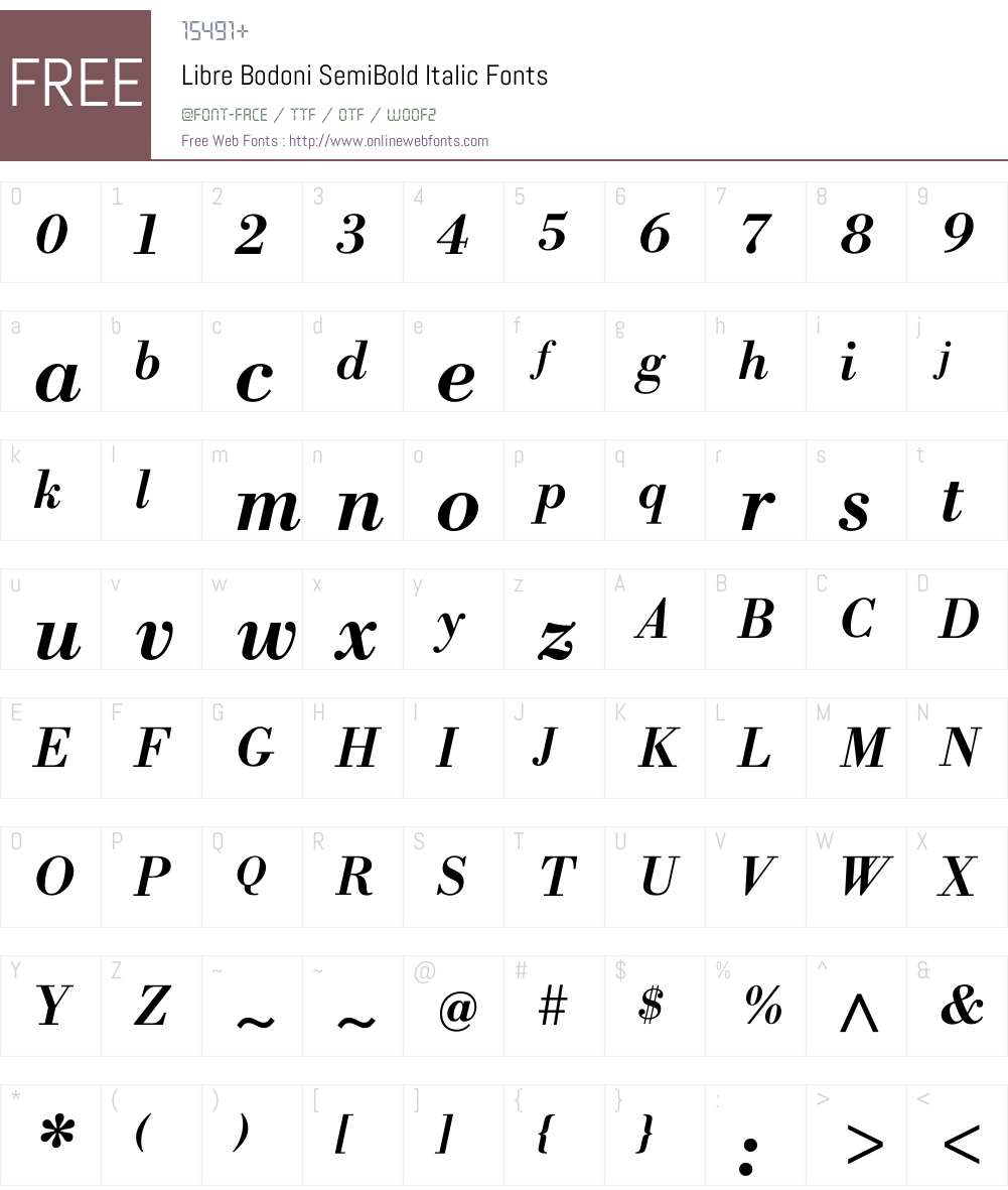 Libre Bodoni SemiBold 2.003 Fonts Free Download - OnlineWebFonts.COM