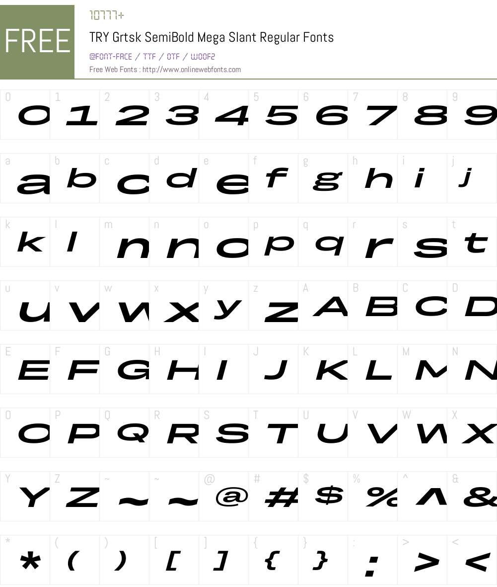 TRY Grtsk SemiBold Mega Slant 2.004 Fonts Free Download - OnlineWebFonts.COM