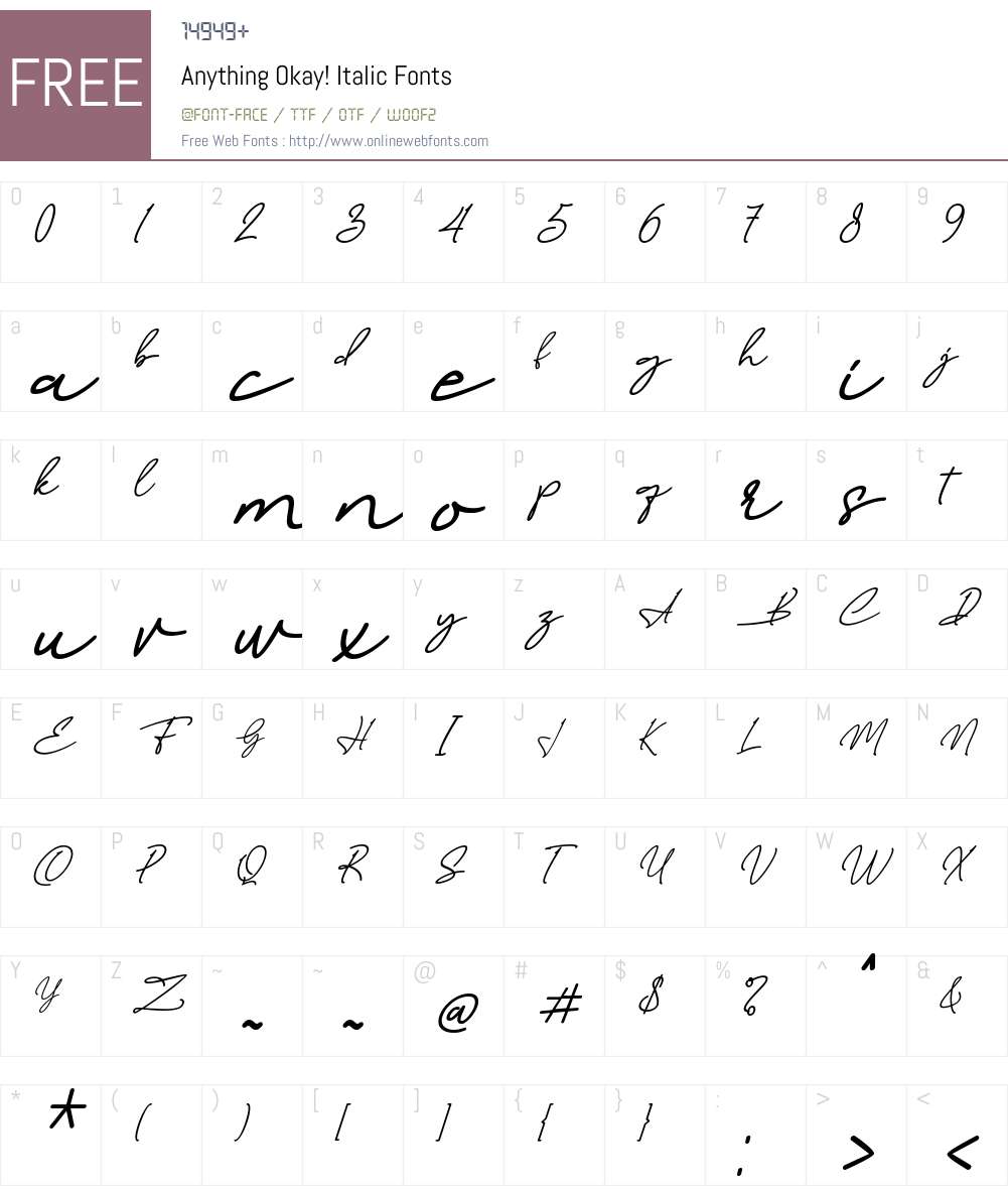 Anything Okay! Italic 1.00;August 9, 2019;FontCreator 11.5.0.2430 64-bit Fonts Free Download ...