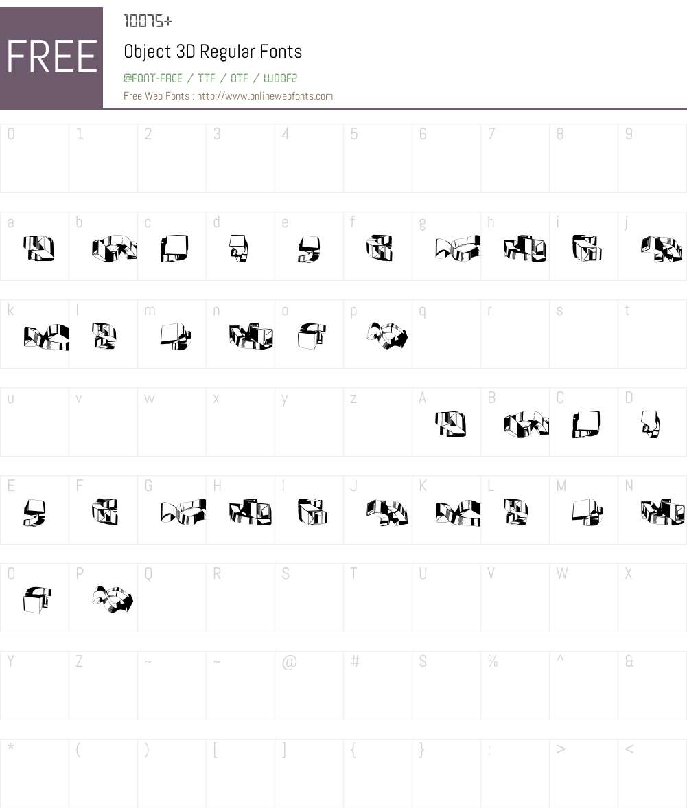 Object 3D Regular 1.000 Fonts Free Download - OnlineWebFonts.COM