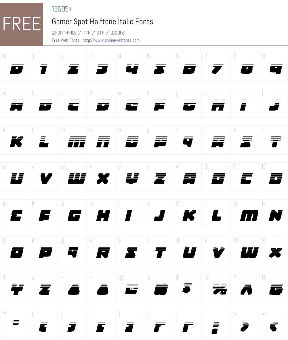 Gamer Spot Halftone Italic 1.0; 2023 Fonts Free Download ...