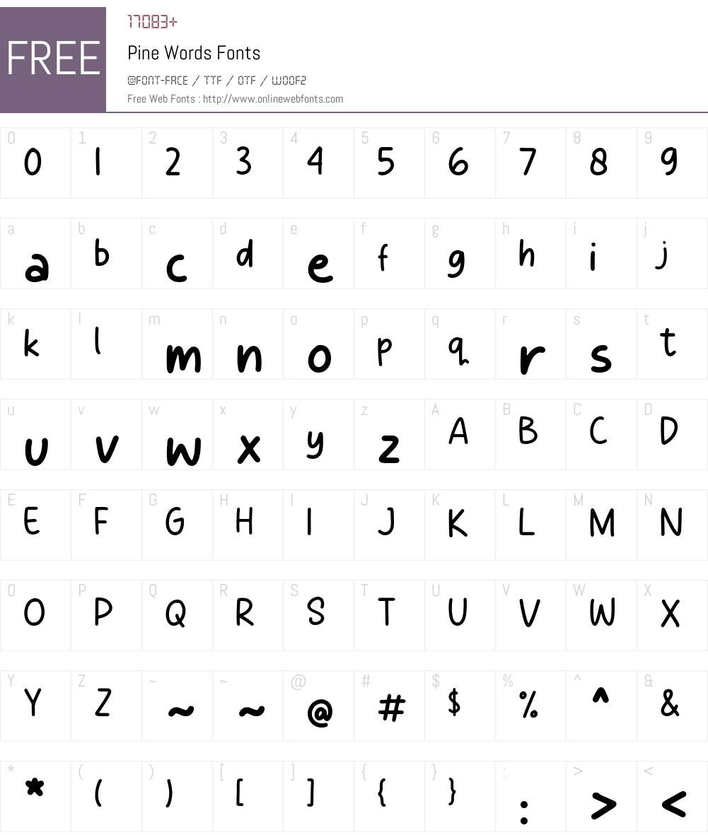 Pine Words 1.000;February 6, 2025;FontCreator 14.0.0.2901 64-bit Fonts ...