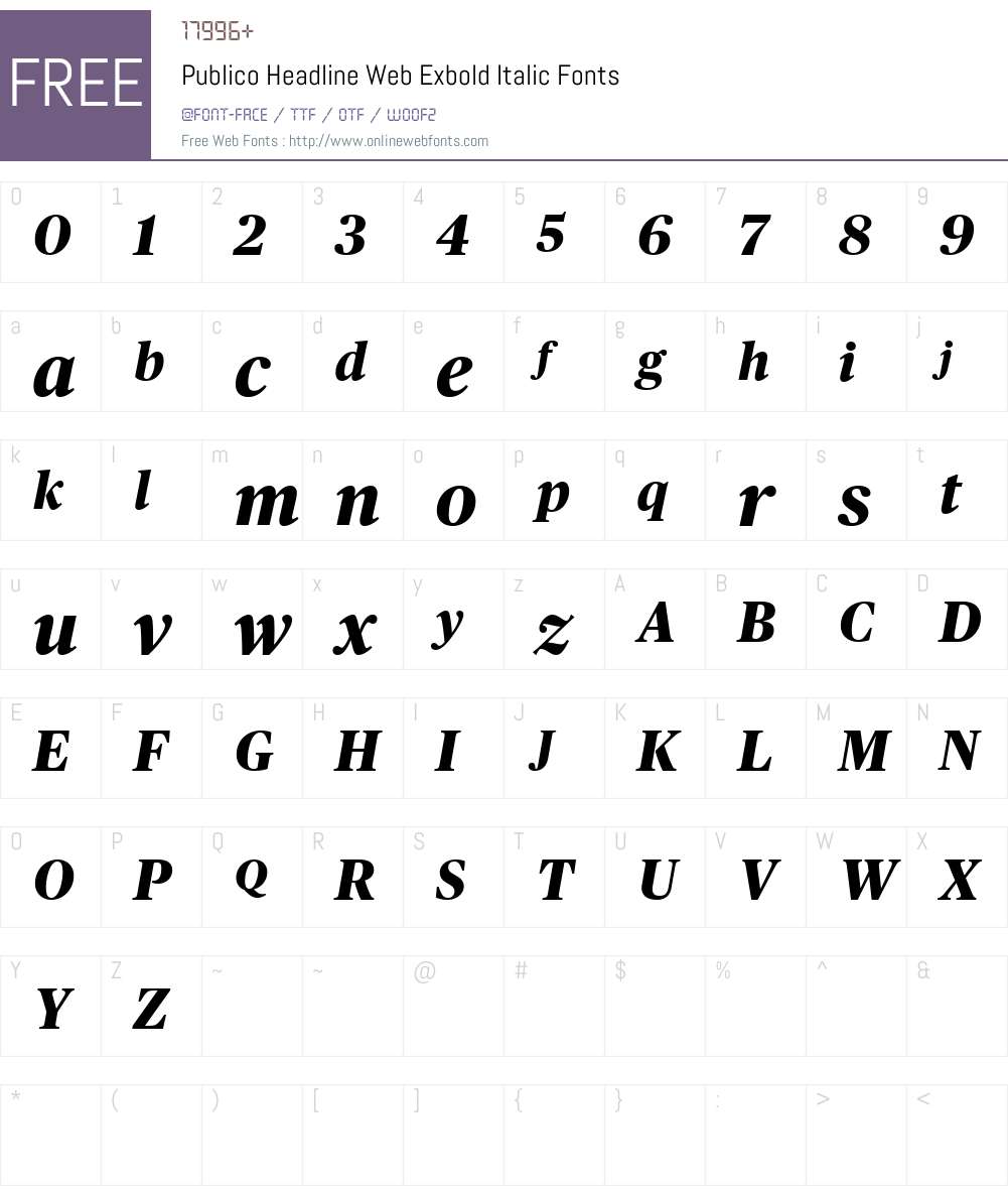 Publico Headline Web Exbold Italic 002.001 2011 Fonts Free Download ...