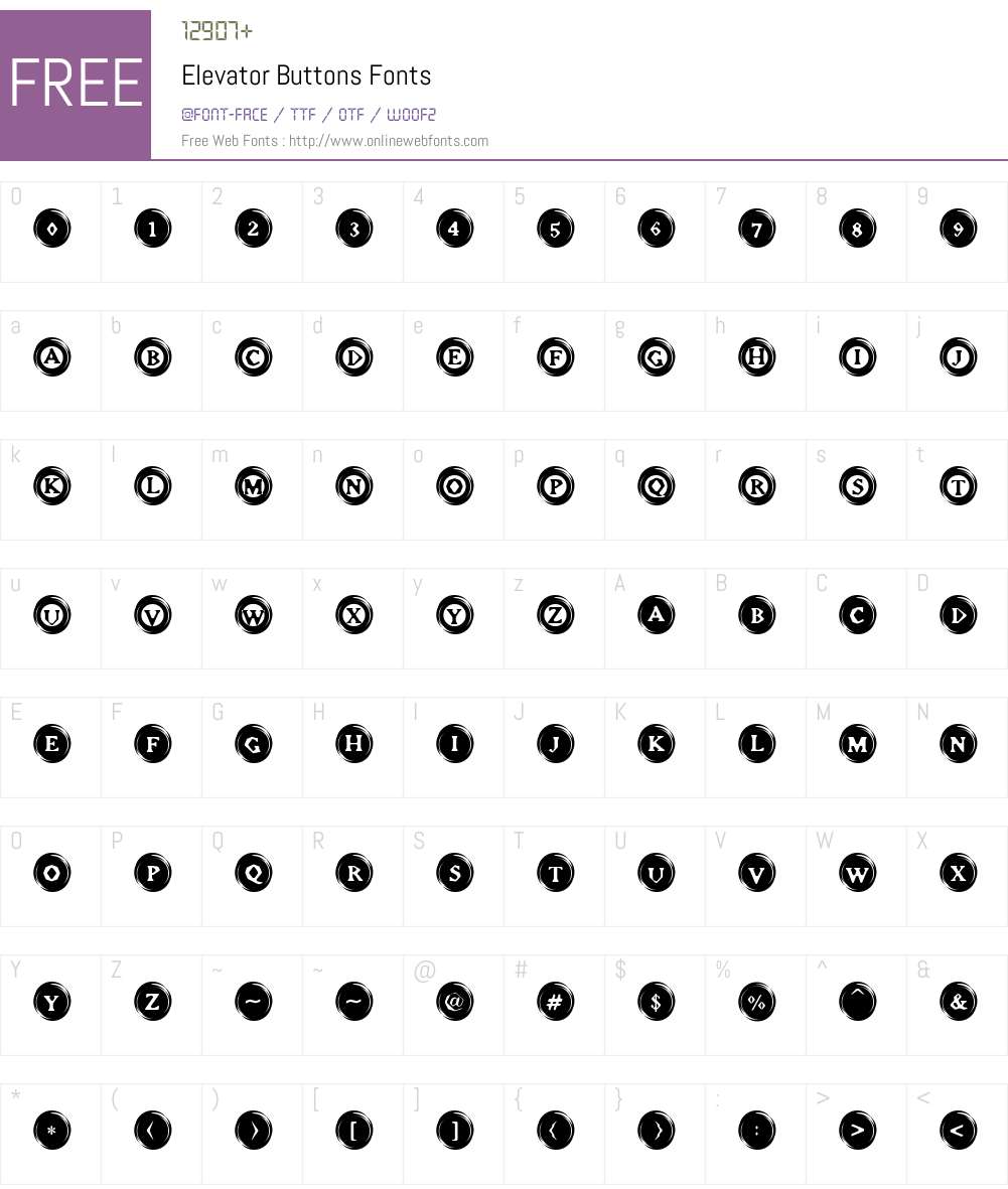 Elevator Buttons 1.00 Fonts Free Download - OnlineWebFonts.COM